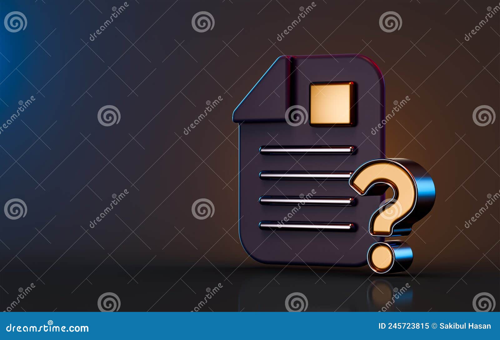 Document Question Mark Icon on Dark Background 3d Render Concept Stock ...