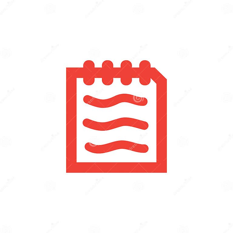 Document Red Icon on White Background. Red Flat Style Vector ...