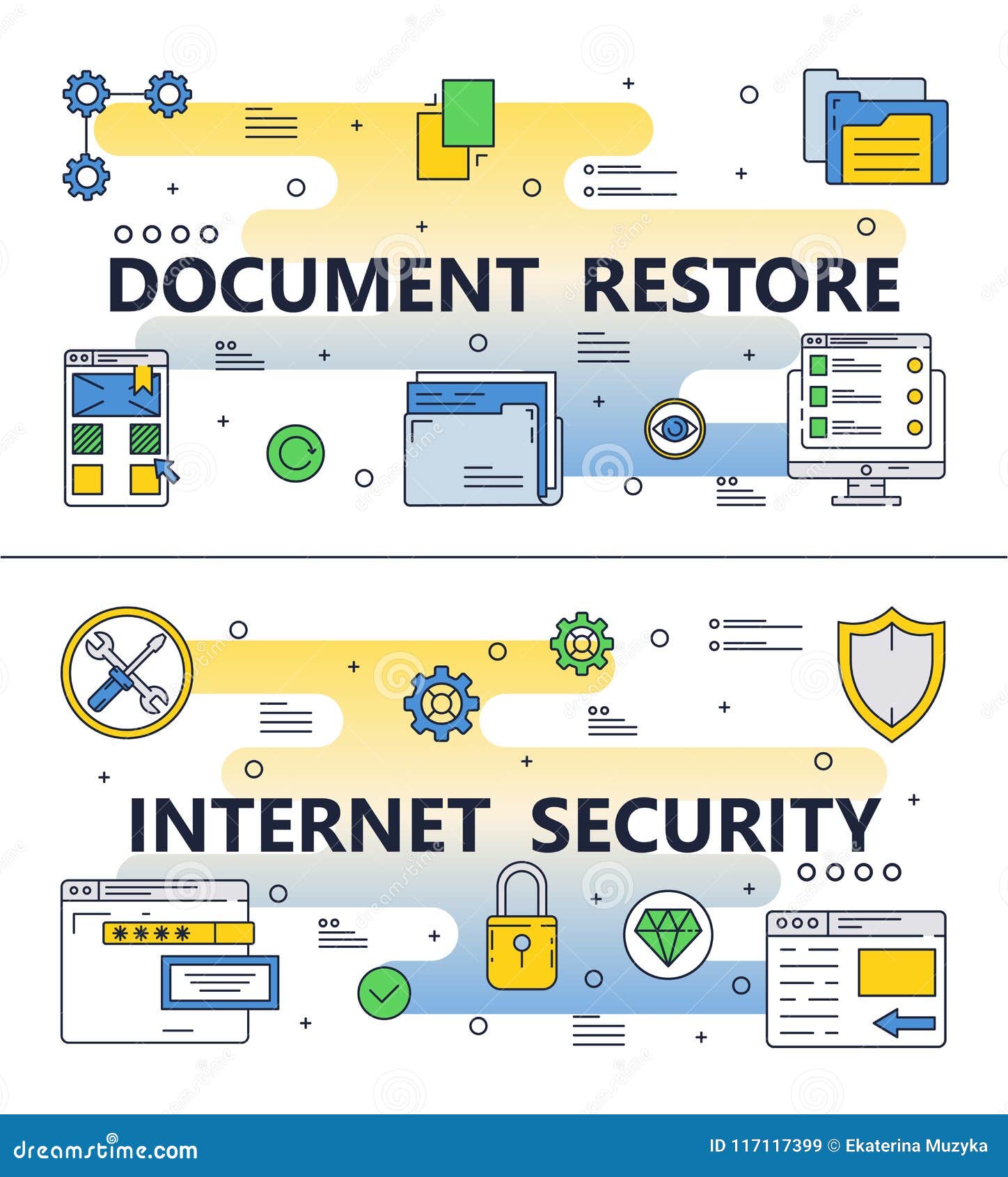Vector Line Art Document Restore Poster Banner Stock Vector ...