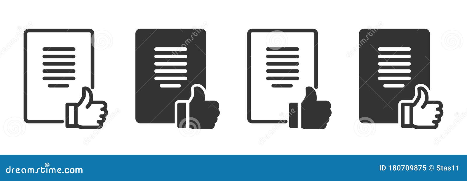 Document Review Icons in Four Different Versions in a Flat Design Stock ...