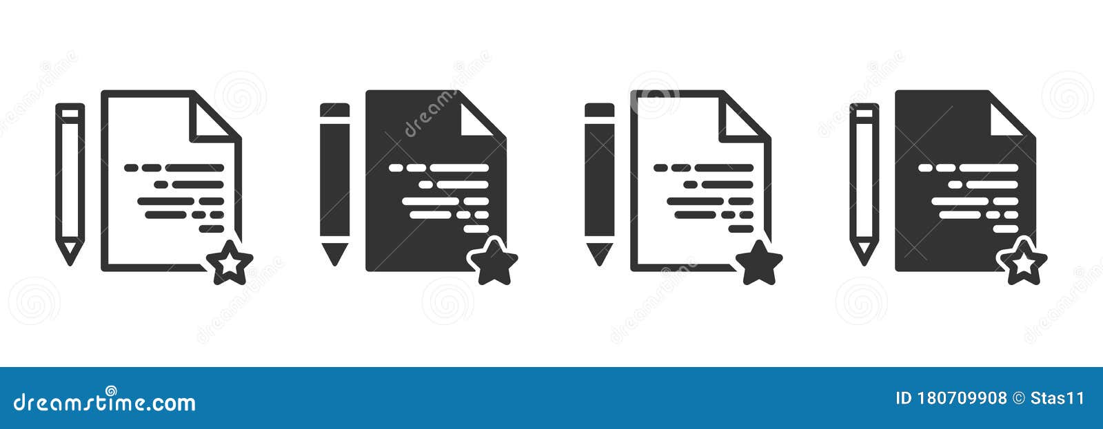 Document Review Icons in Four Different Versions in a Flat Design Stock ...