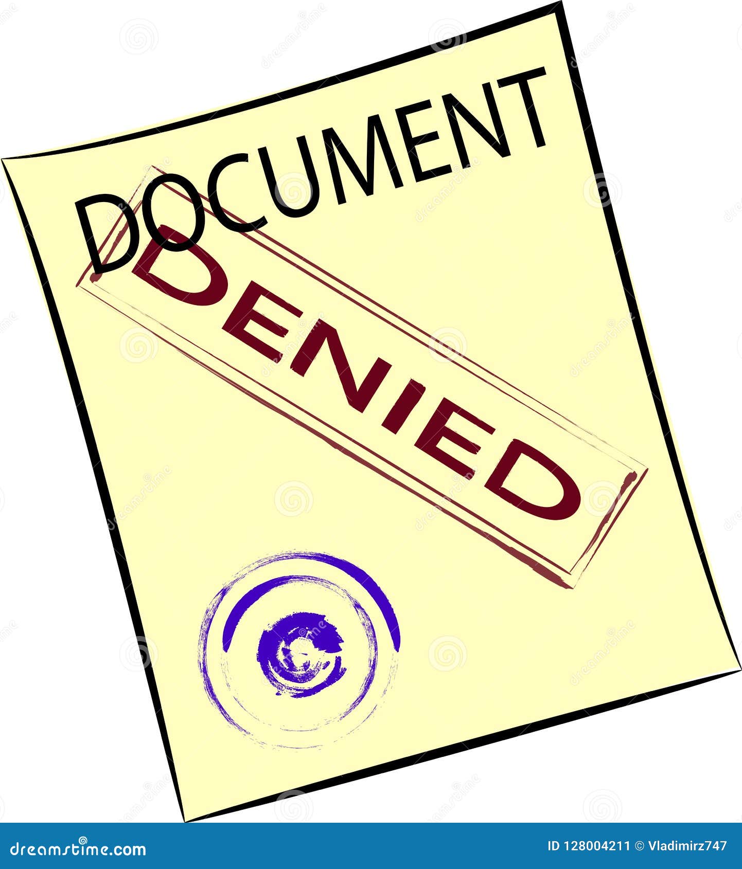 Document with Round Seal and Stamp Denied Stock Vector - Illustration ...