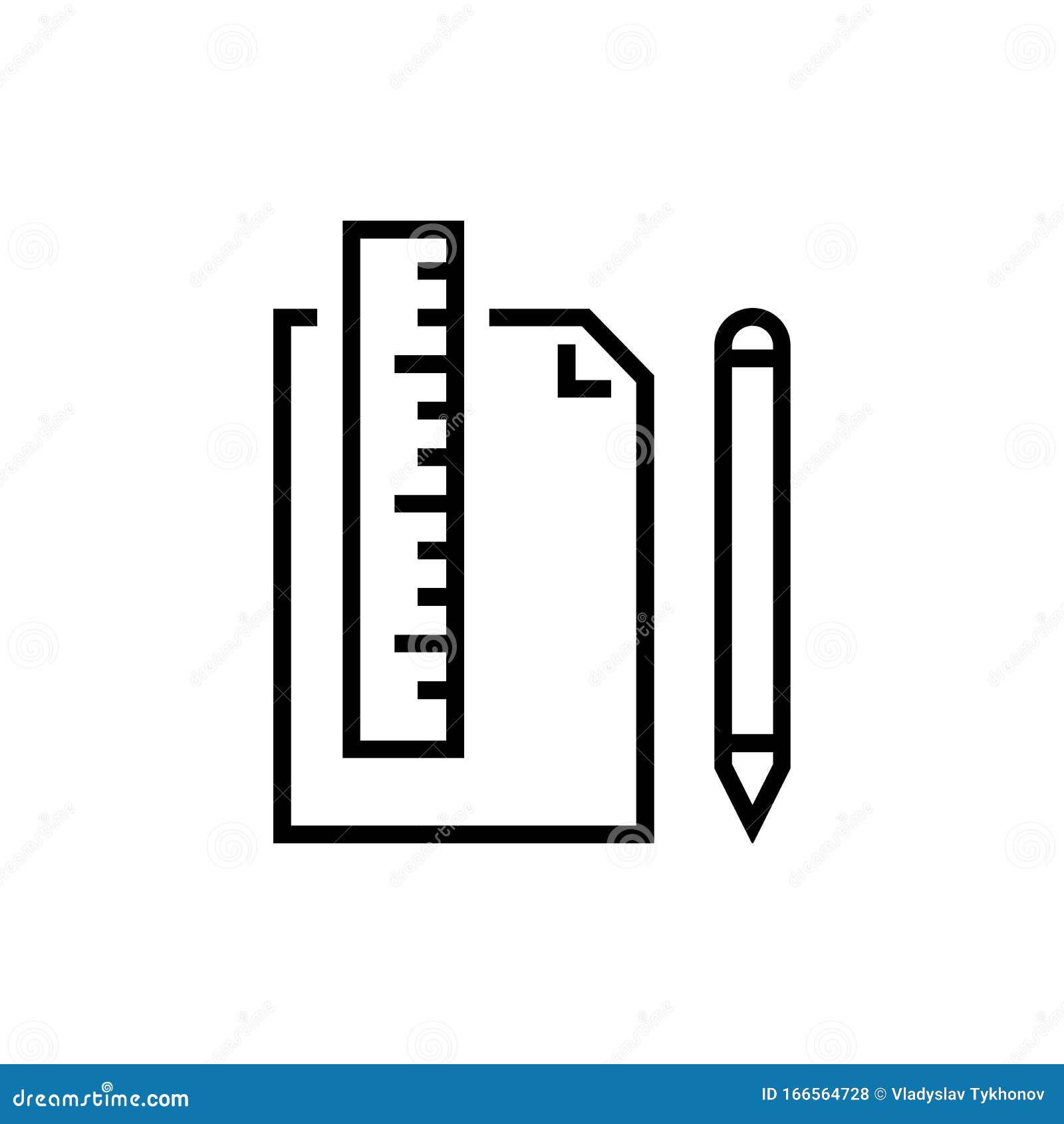 Document Ruler and Pencil Icon in Linear Style. Vector EPS 10 Stock ...