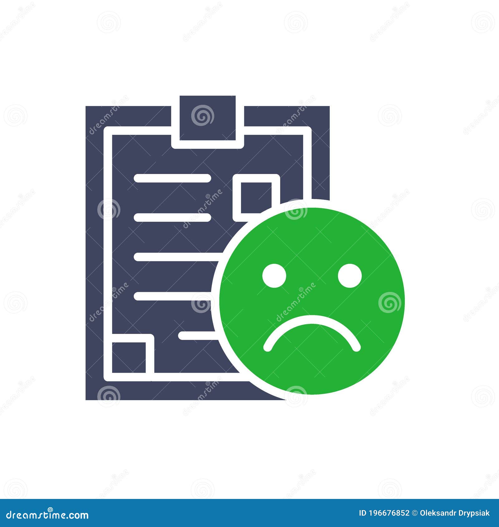 Document with Sad Face Colored Icon. Negative Feedback, Disapprove ...