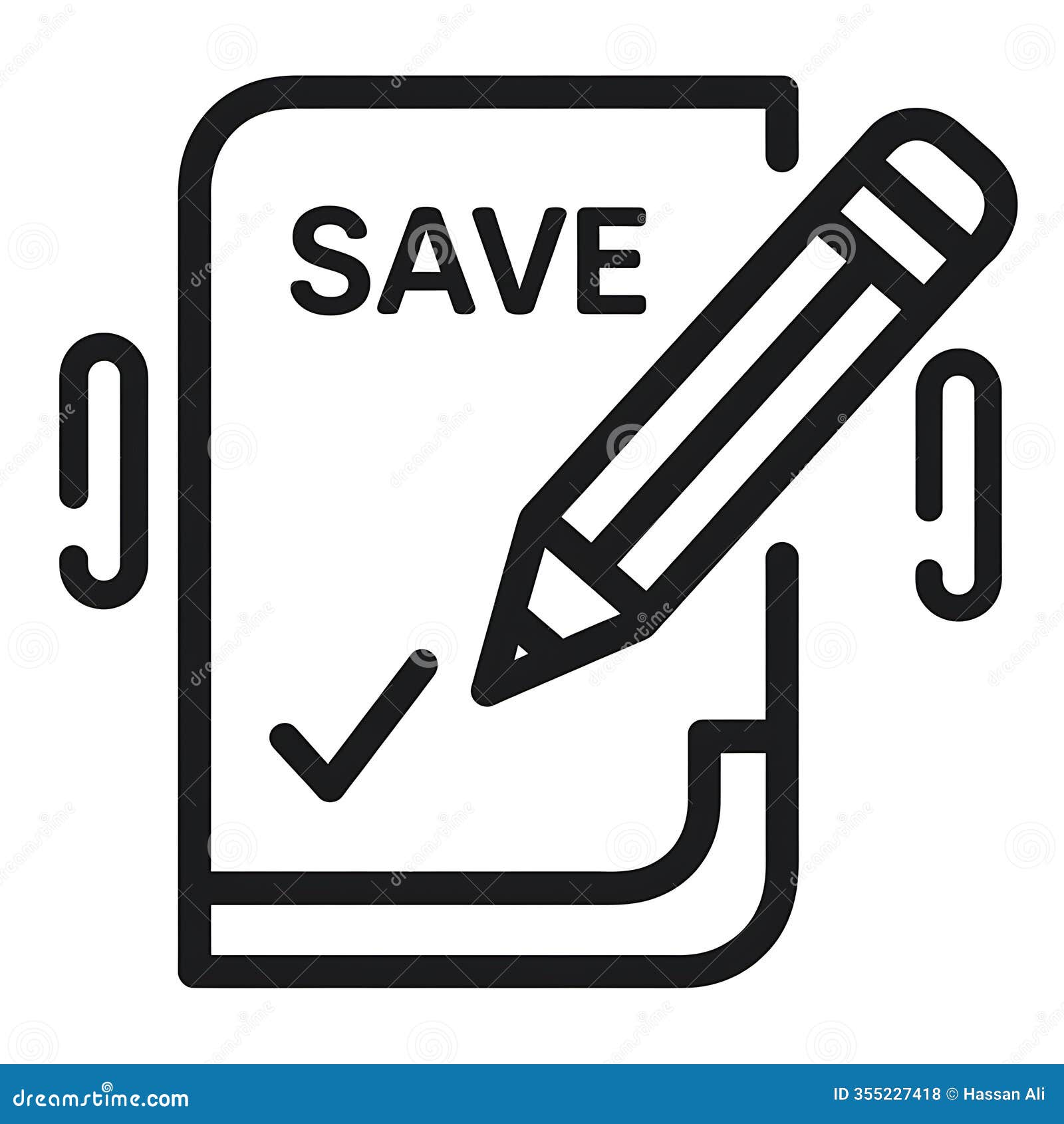 Savings Plan Document Checklist Pencil Checkmark Paperclip Icon Stock ...