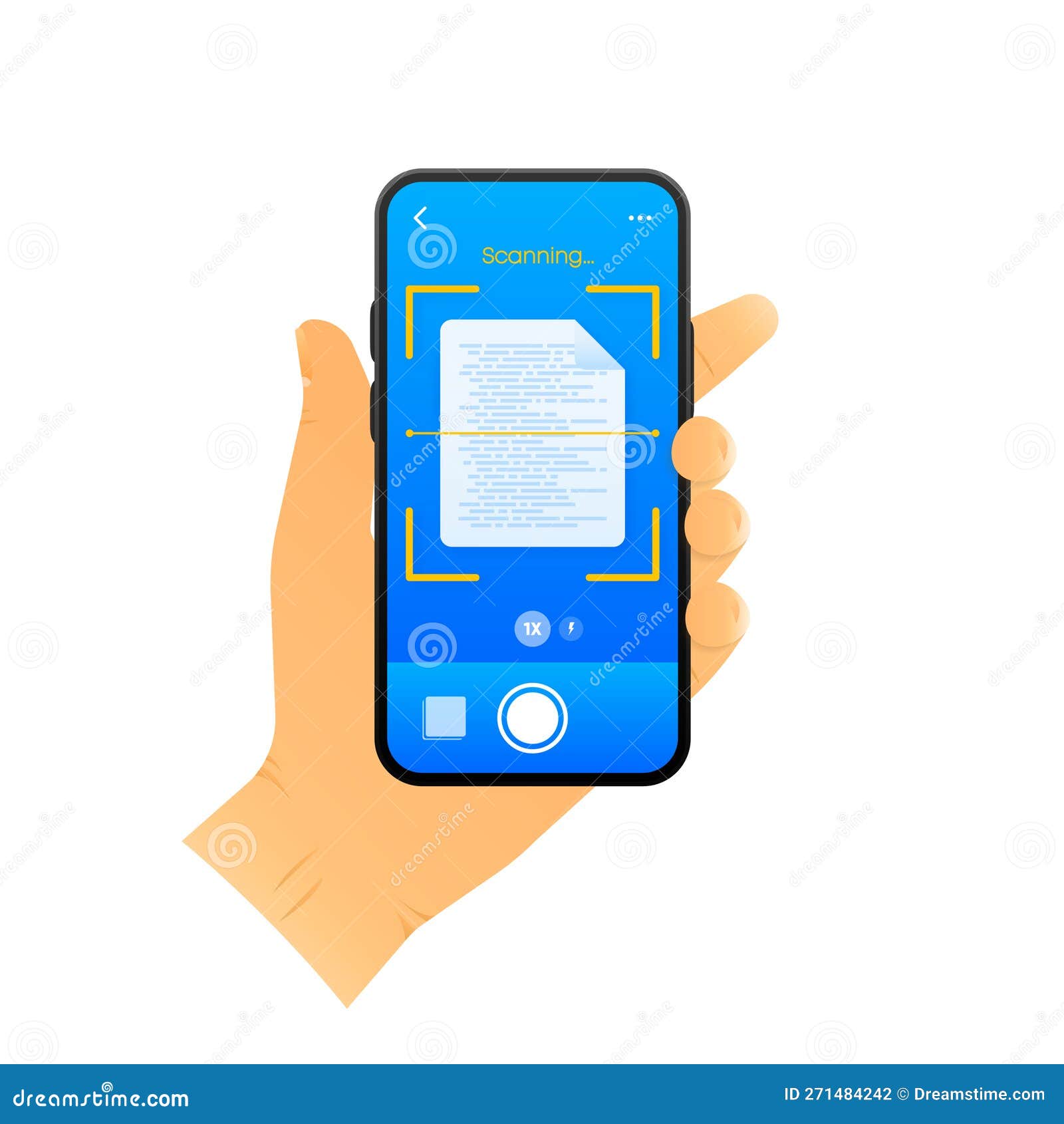 Document Scanner in Smartphone. Phone Interface Template. Digital ...