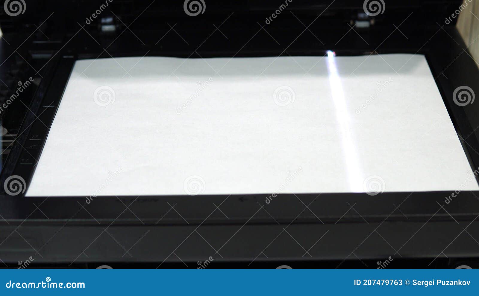 Document Scanning Process. Scanner in Operation Scans a Sheet of Paper ...