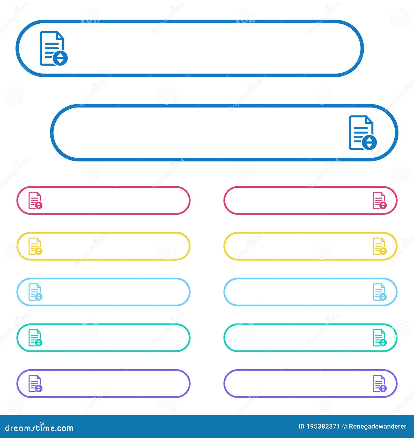 Document Scrolling Icons In Rounded Color Menu Buttons Stock Vector