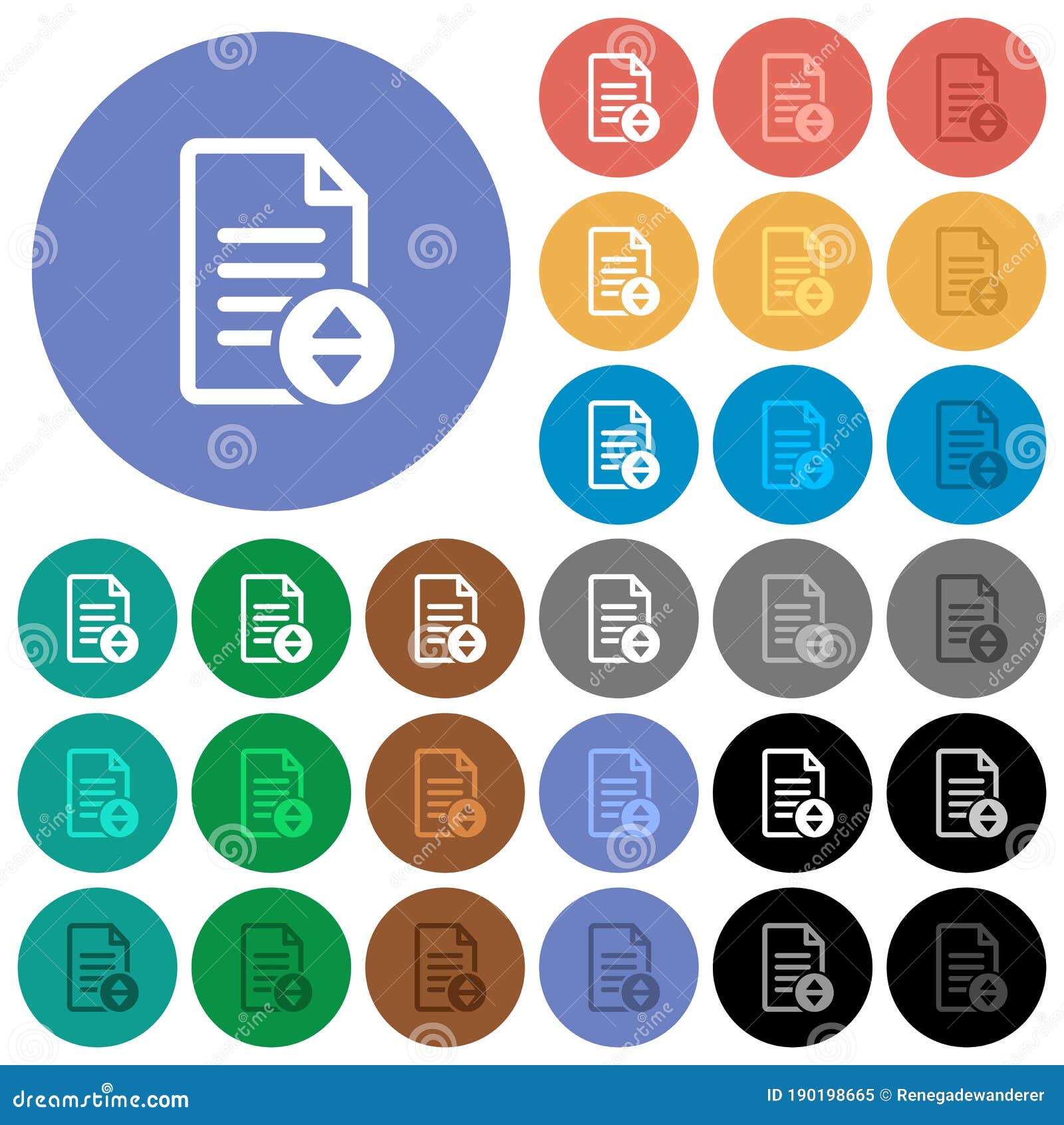 Document Scrolling Round Flat Multi Colored Icons Stock Vector ...