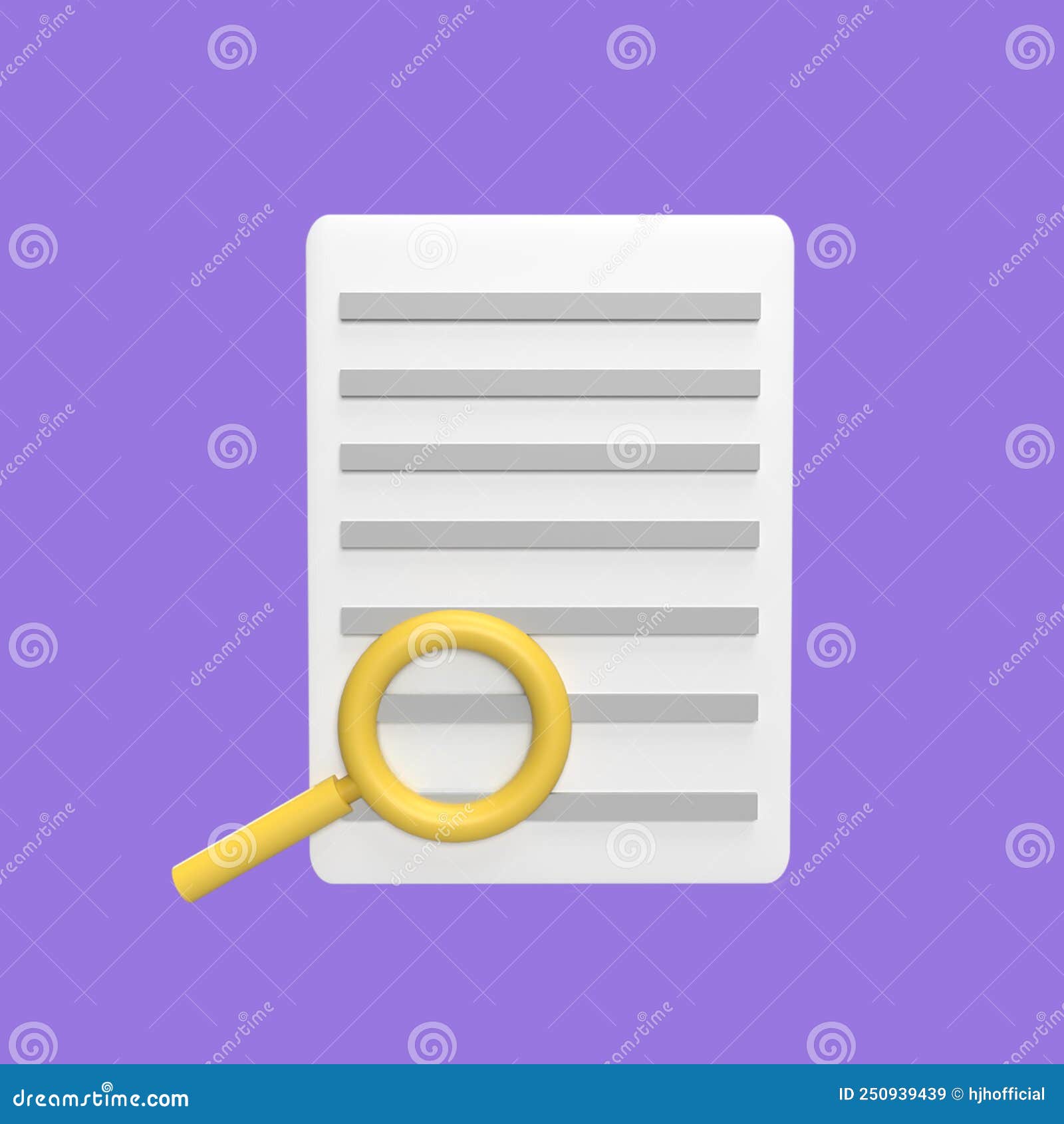 Document Search 3d Icon Model Cartoon Style. Render Illustration Stock ...