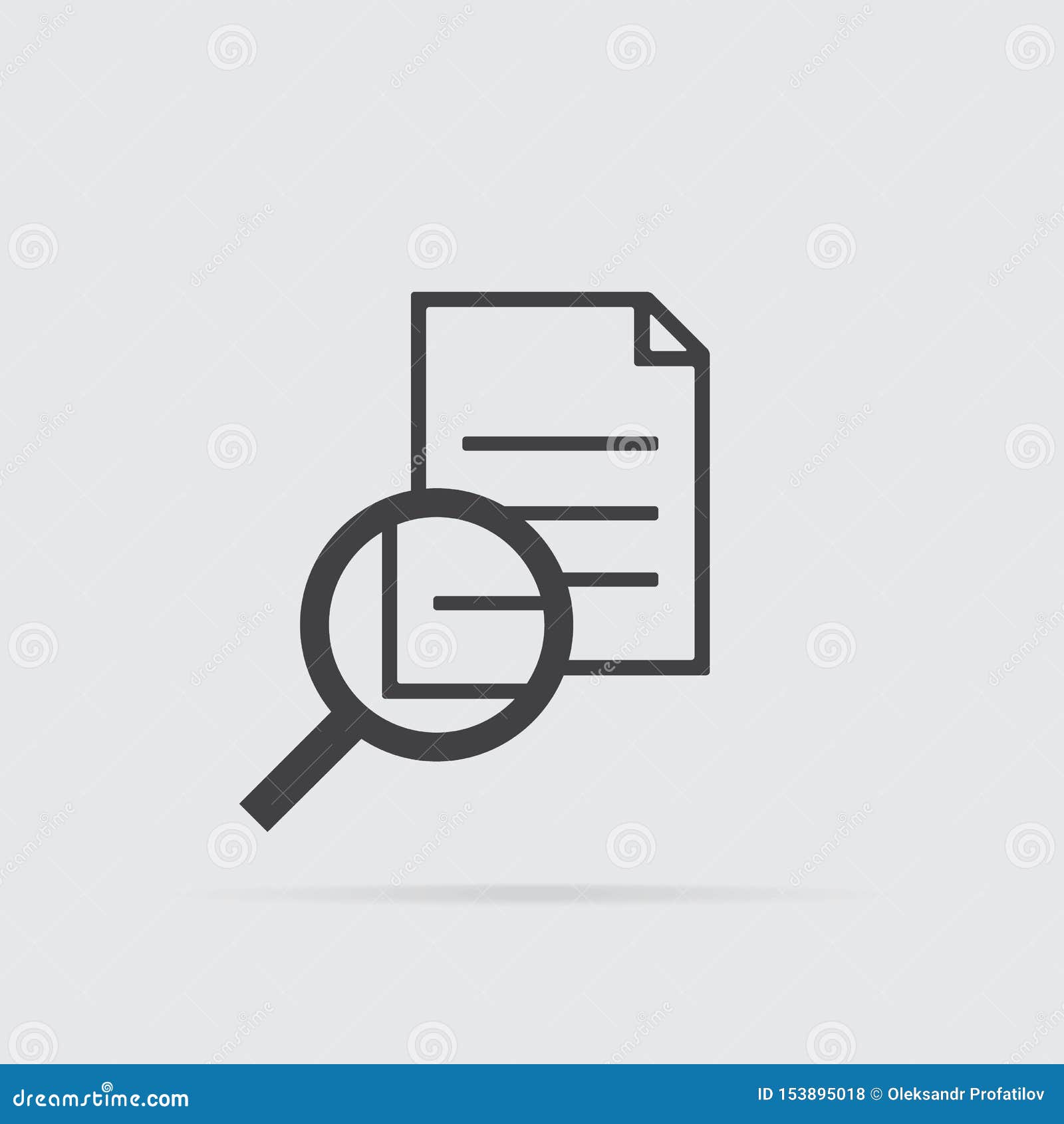 Document Search Icon in Flat Style Isolated on Grey Background Stock ...