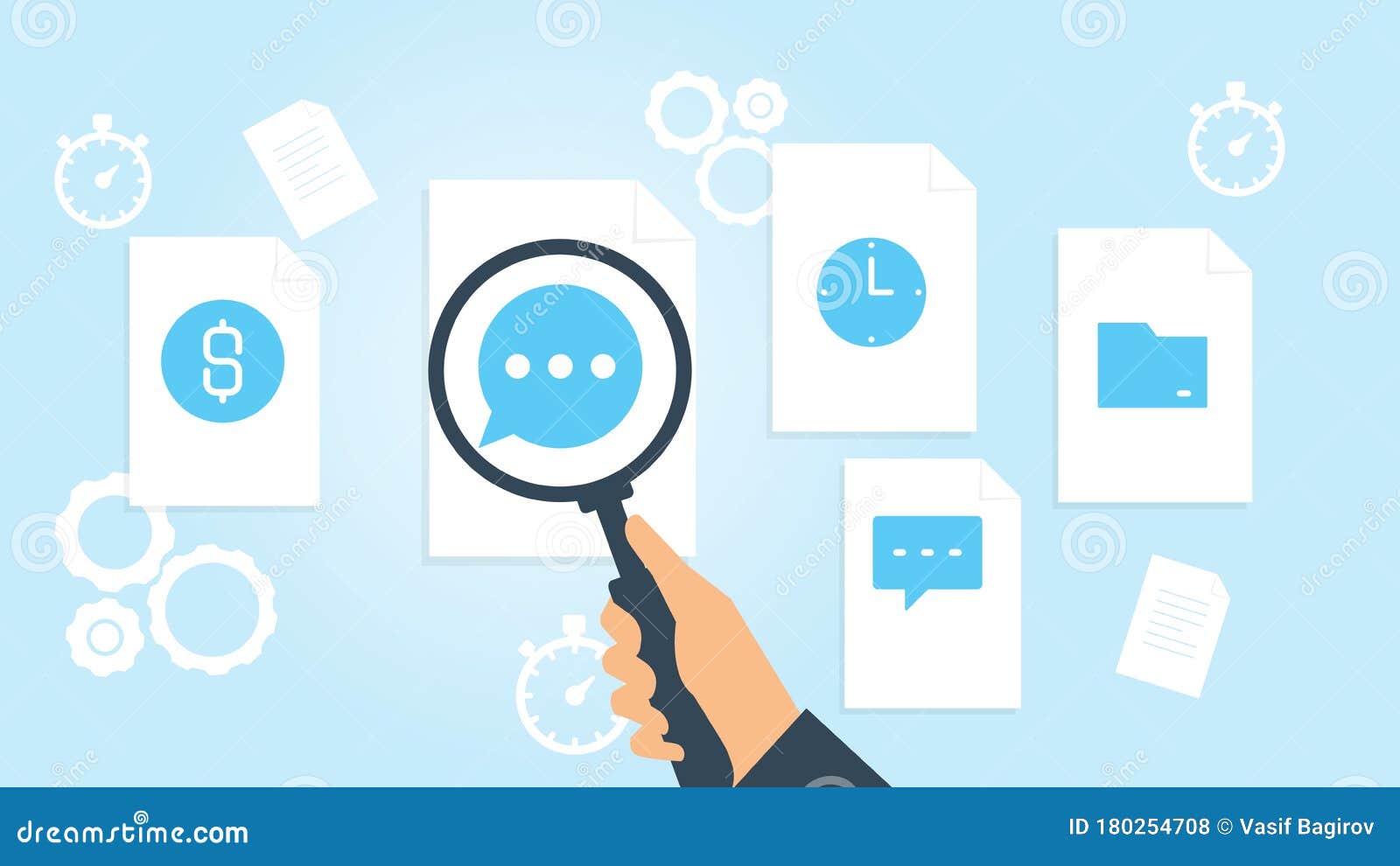 Document with Search Icons. File and Magnifying Glass. Analytics ...