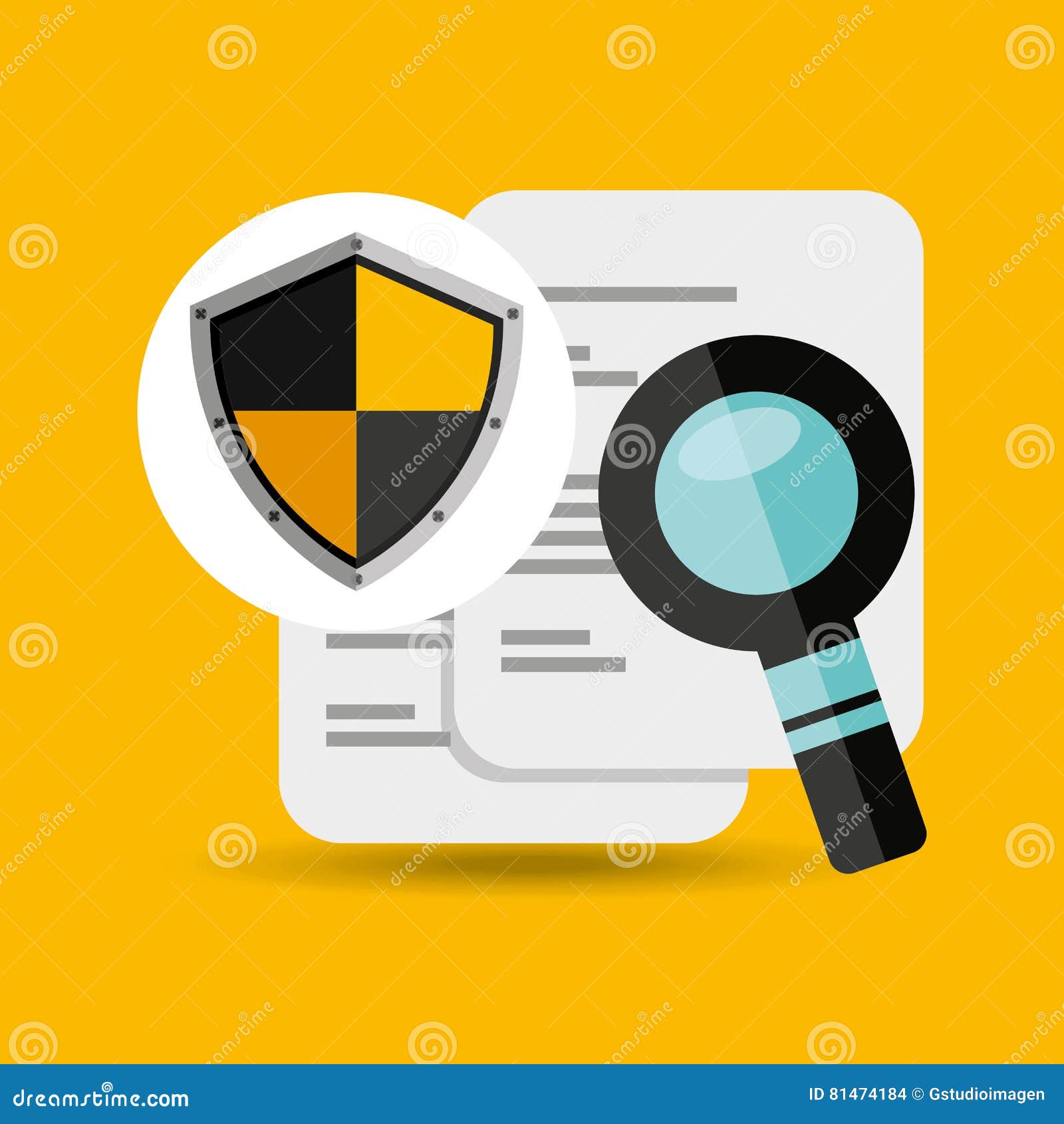 Document Search Shield Protection Design Stock Vector - Illustration of ...