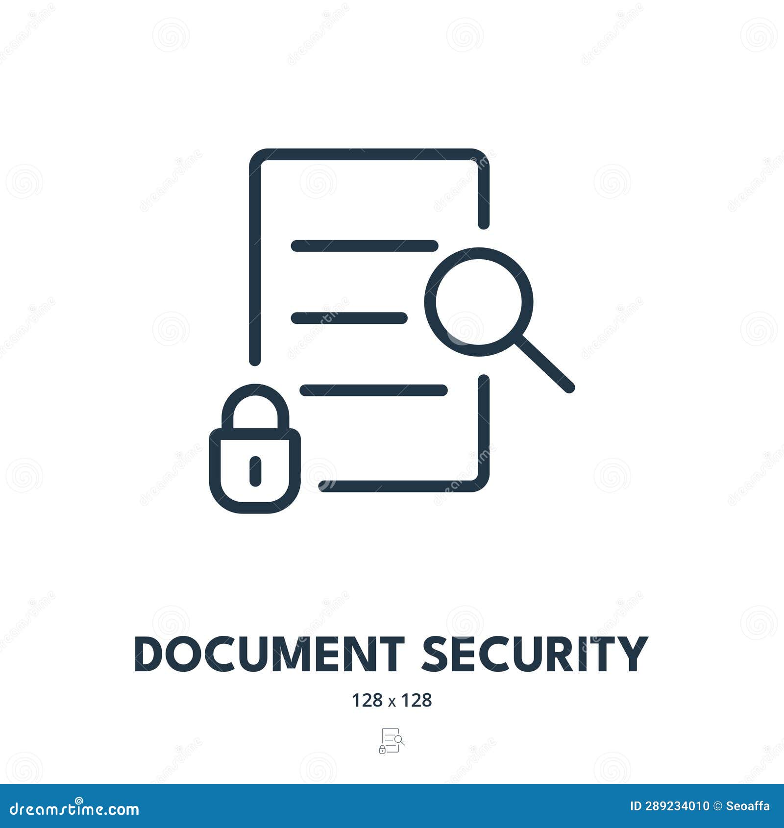 Document Security Icon. File, Safety, Protection. Editable Stroke ...