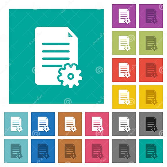 Document Settings Solid Square Flat Multi Colored Icons Stock Vector ...