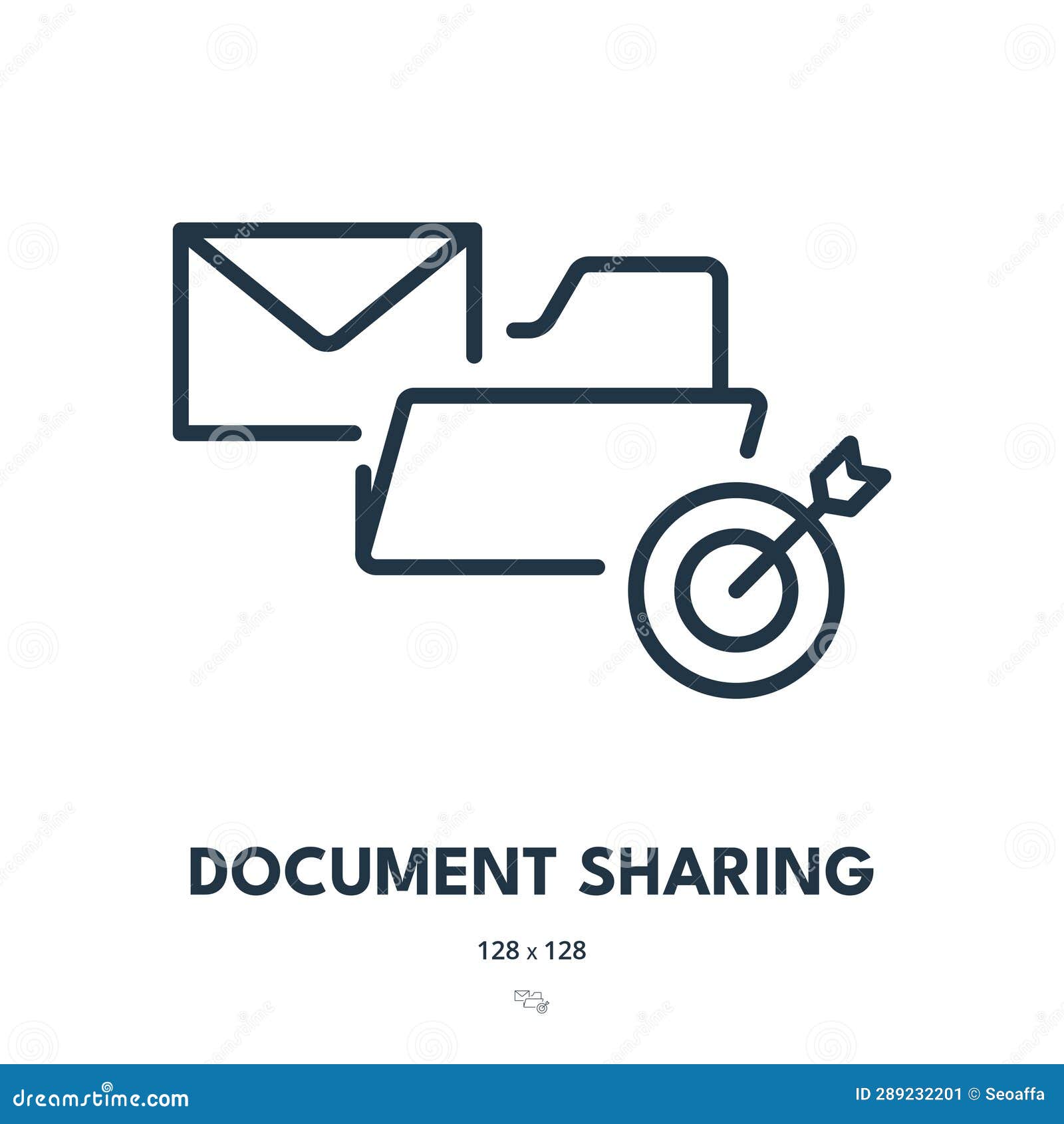Document Sharing Icon. File, Database, Folder. Editable Stroke. Vector ...