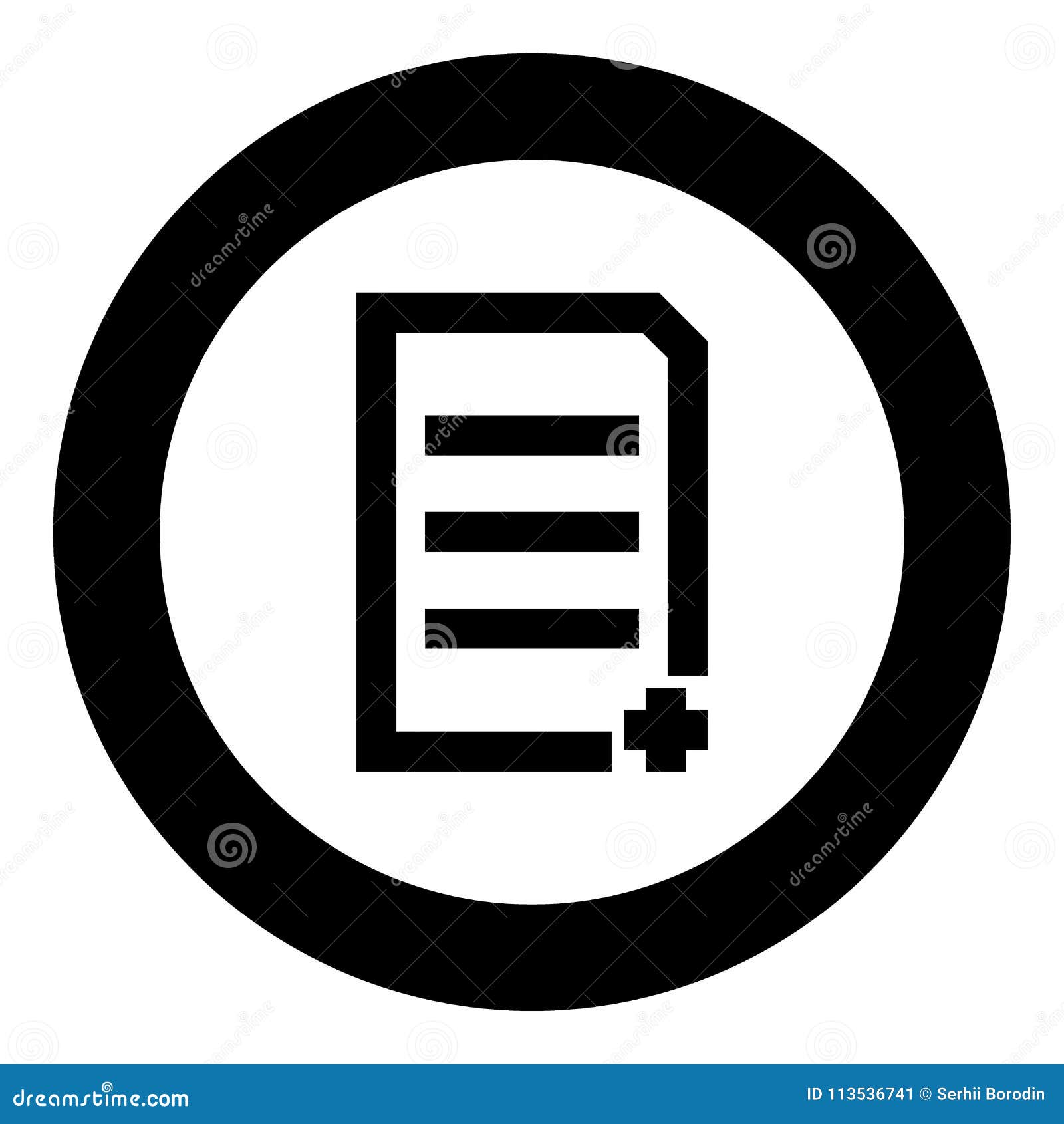 Document Sheet Add Black Icon in Circle Vector Illustration Stock ...