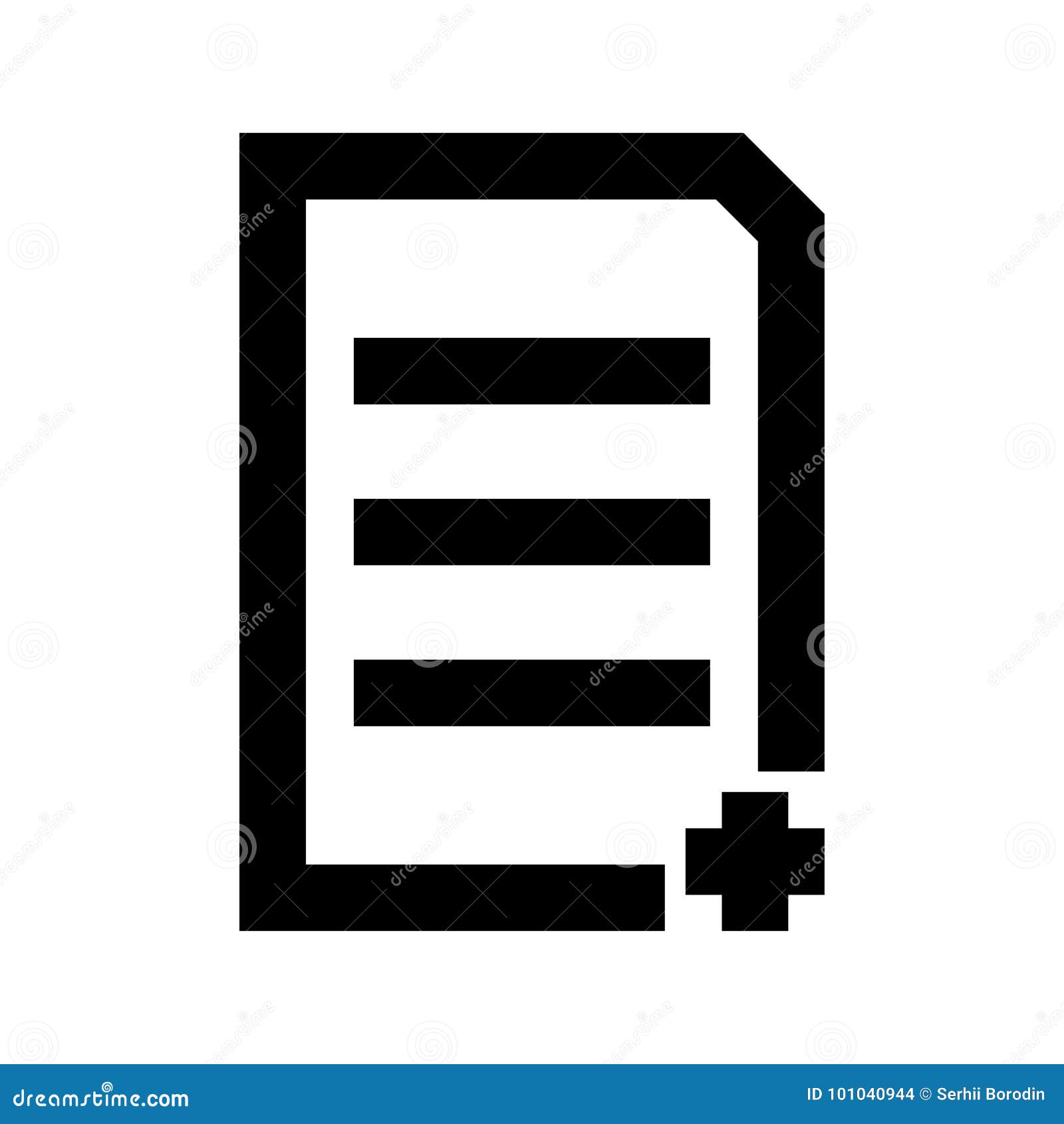 Document Sheet Add Black Icon . Stock Vector - Illustration of contract ...
