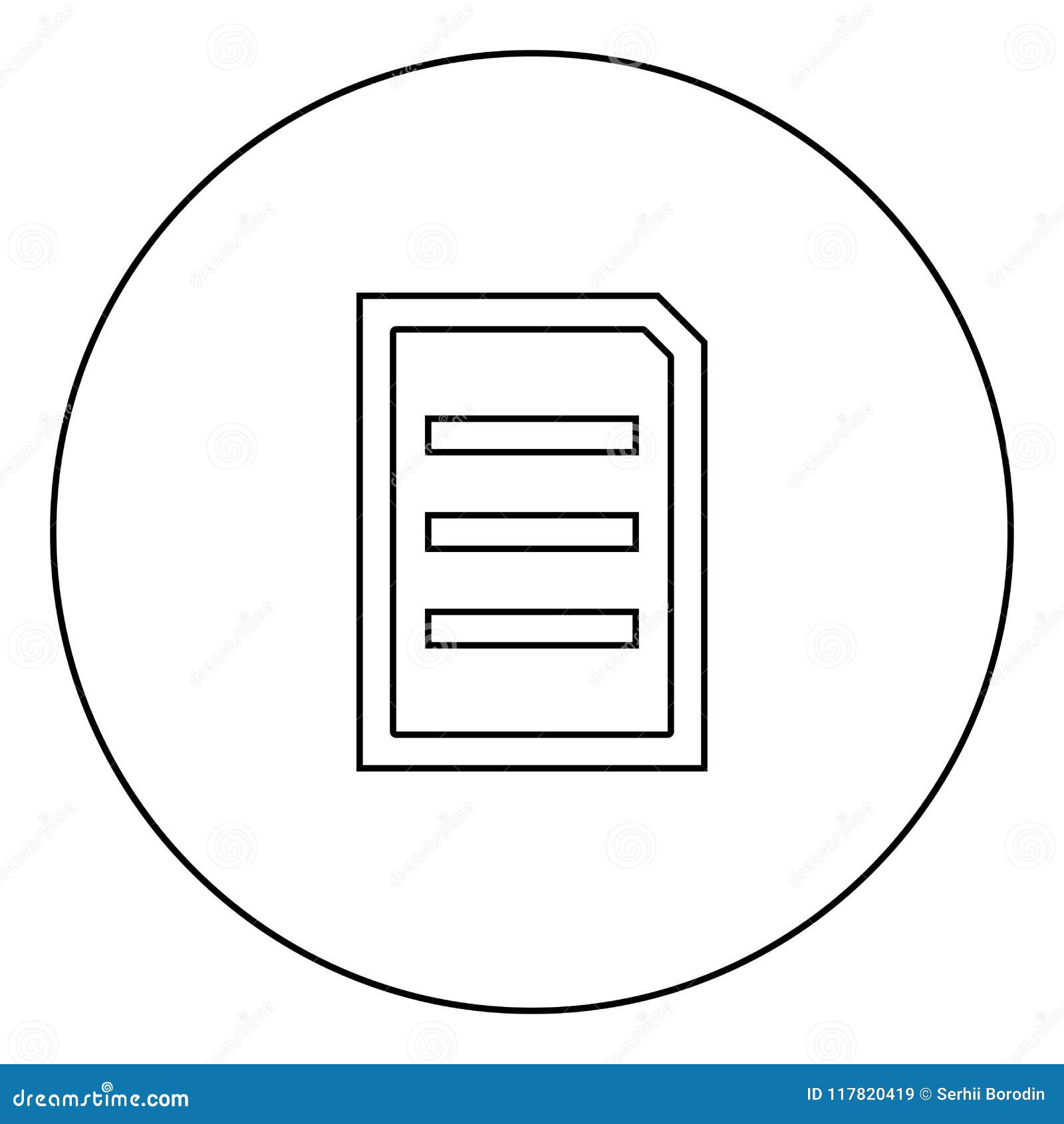 Document Sheet Black Icon in Circle Outline Stock Vector - Illustration ...