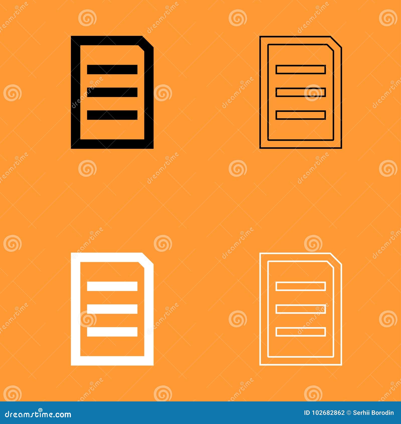 Document Sheet Black and White Icon . Stock Vector - Illustration of ...