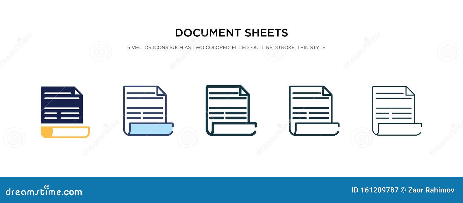 Document Sheets Icon in Different Style Vector Illustration. Two ...