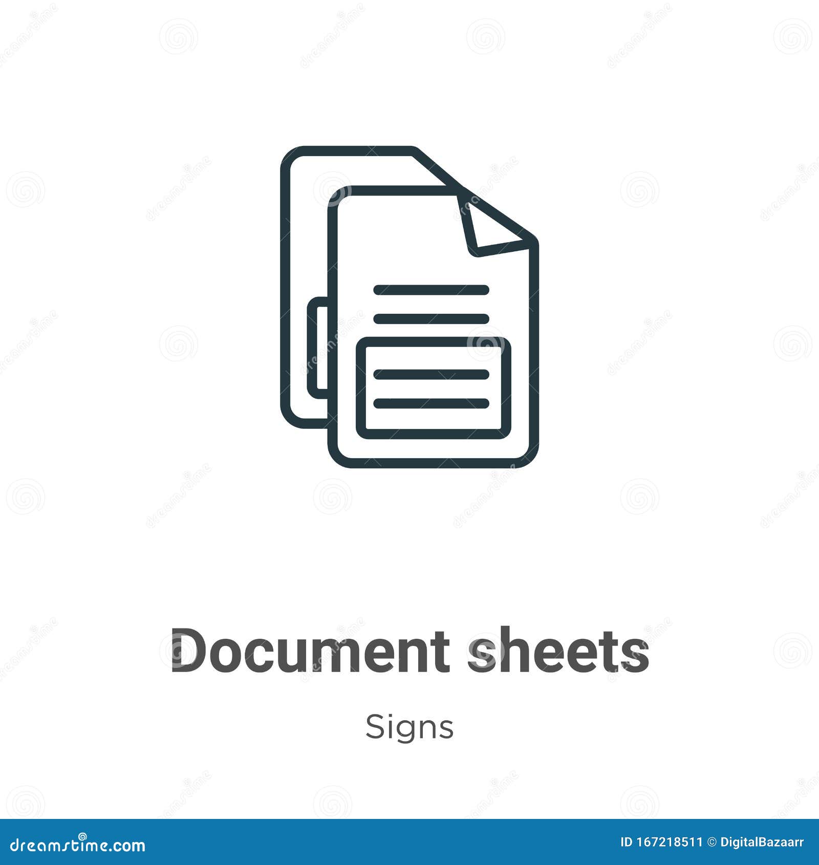 Document Sheets Outline Vector Icon. Thin Line Black Document Sheets ...