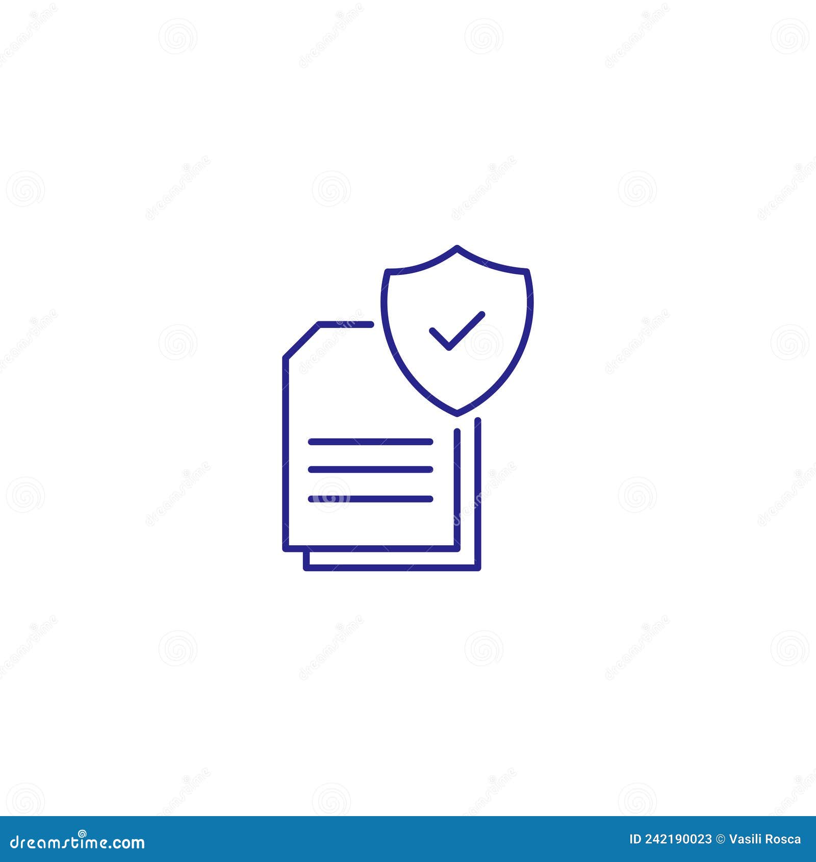 Document Sheild Policy Safe Line Icon. Checklist Form Protect Stock ...