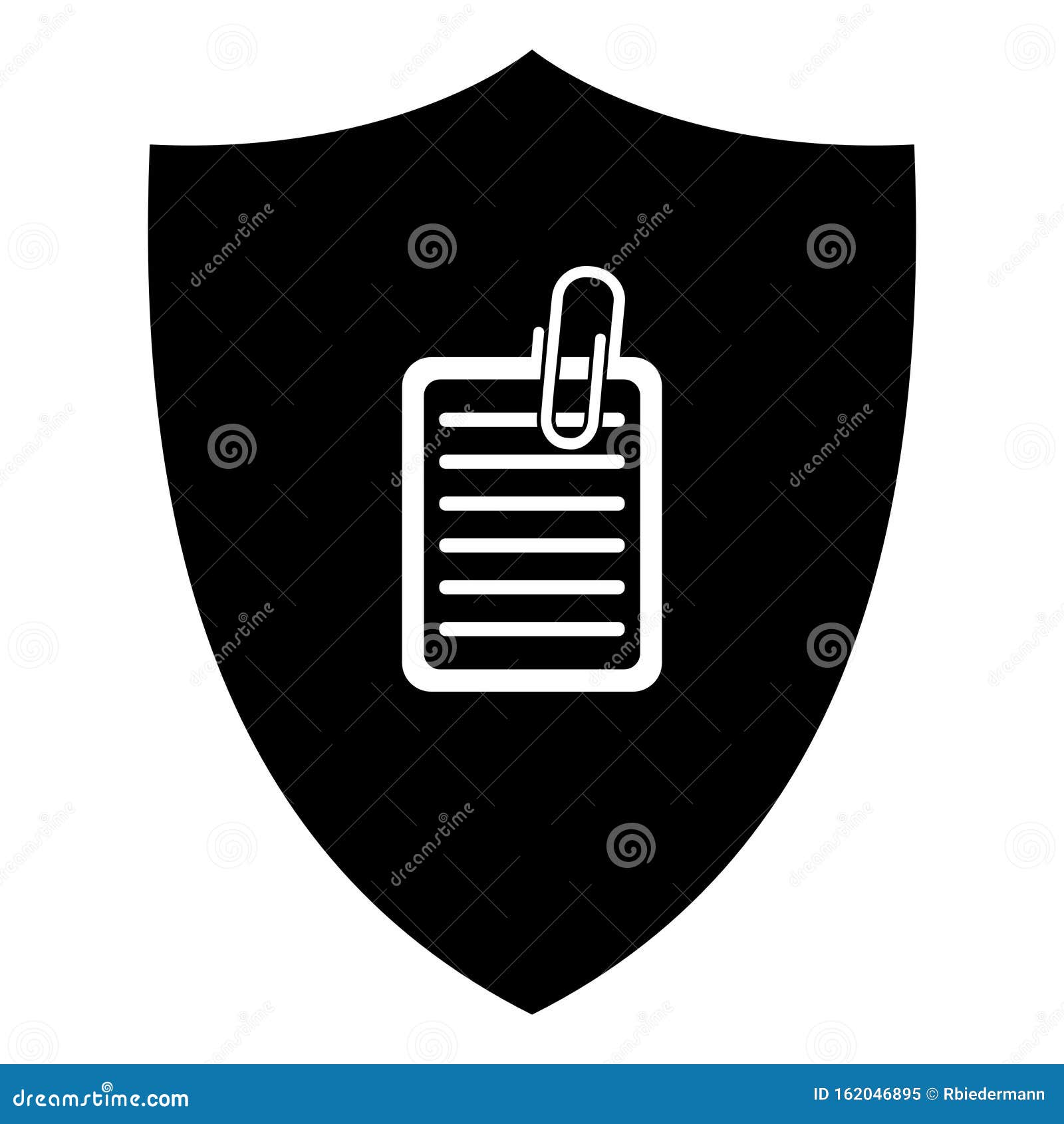 Document and shield stock vector. Illustration of vector - 162046895