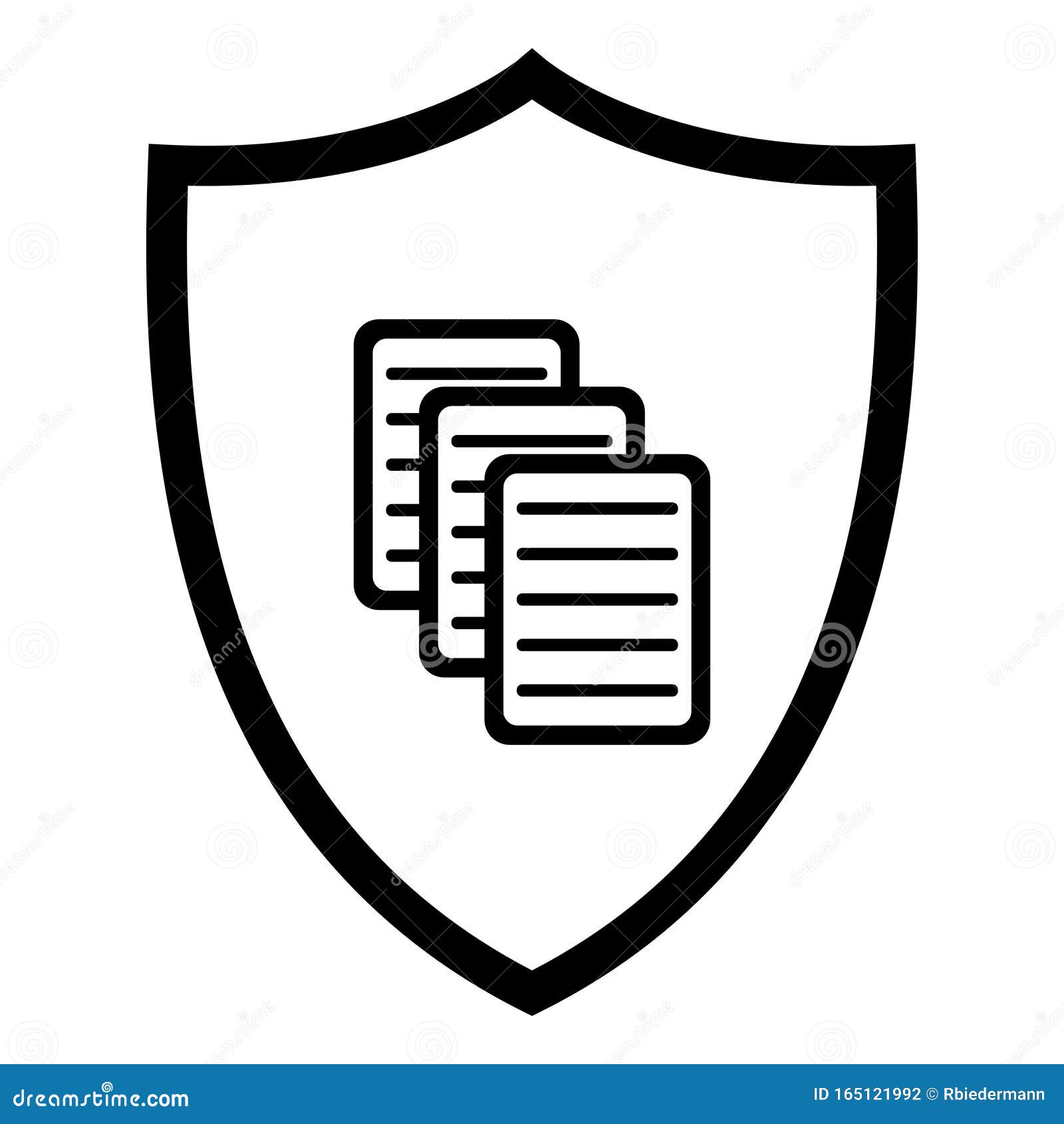 Document and shield stock vector. Illustration of security - 165121992