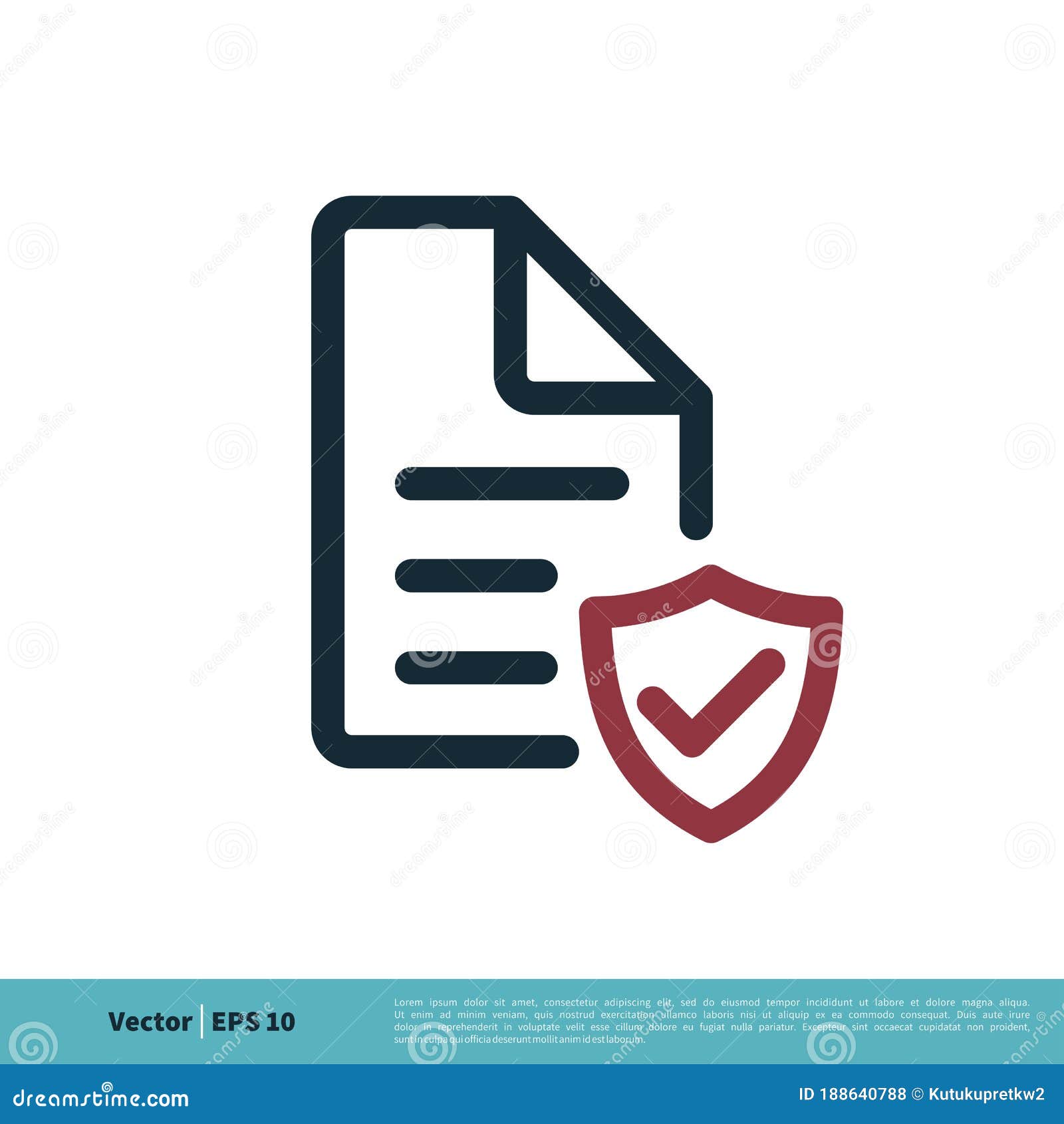 Document and Shield Check Mark Icon Vector Logo Template Illustration ...