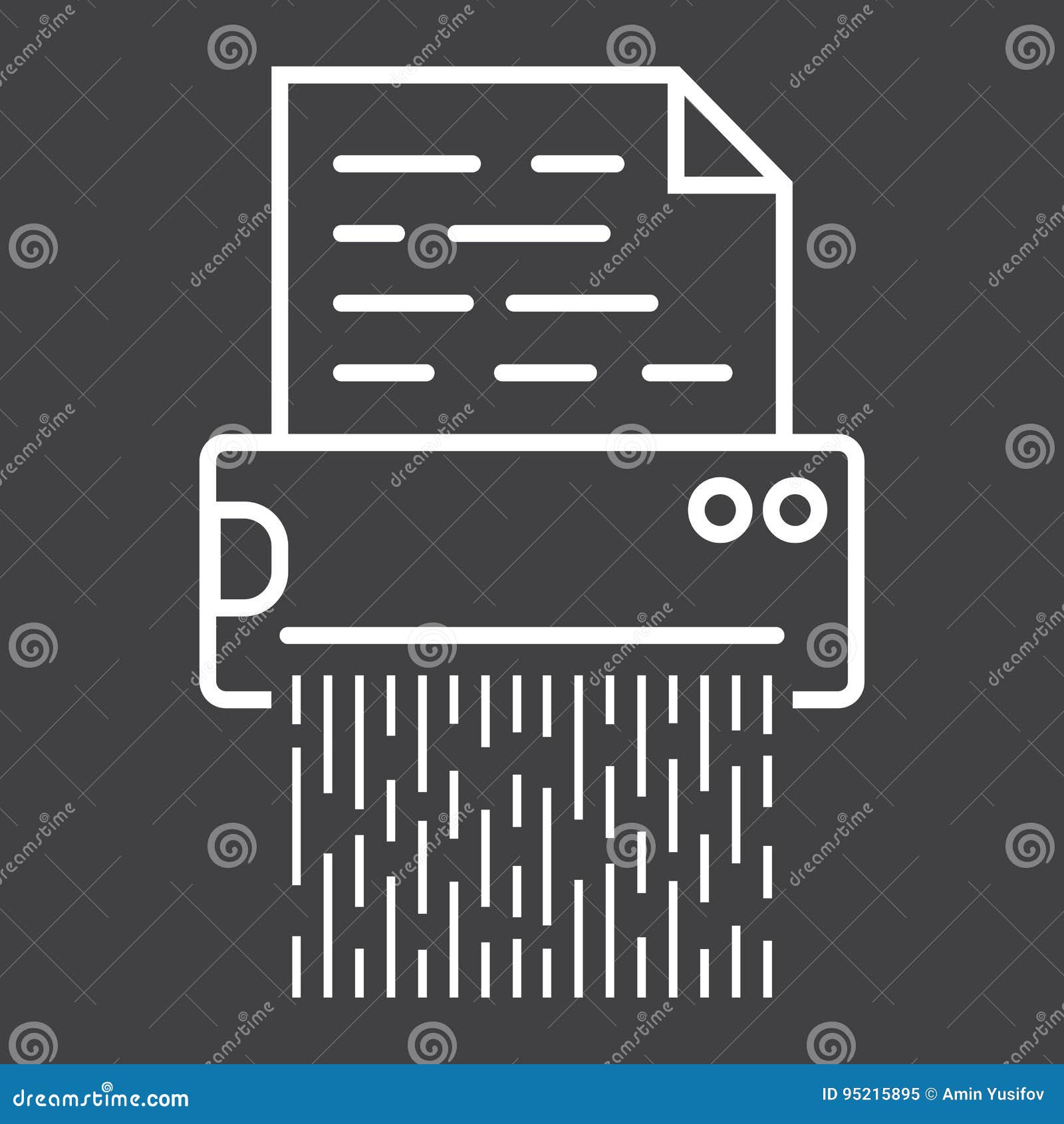 Document Shredder Line Icon, Destroy File Stock Vector - Illustration ...