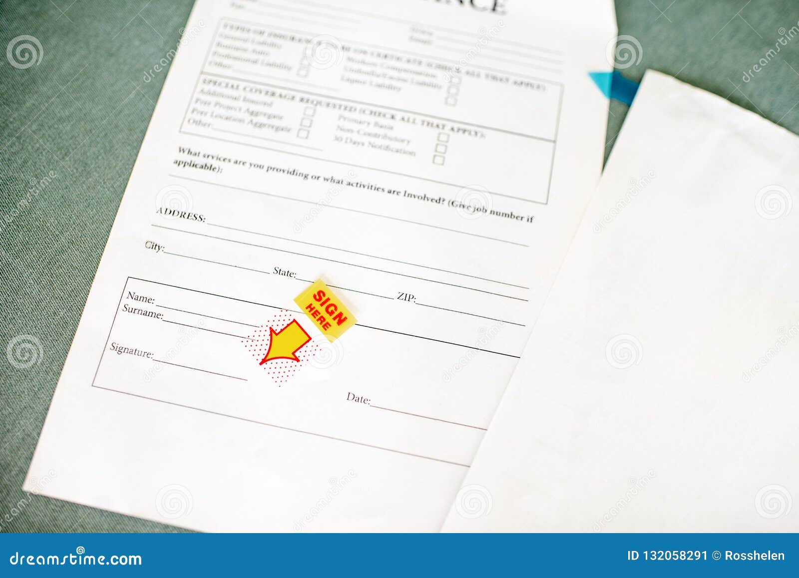 Document with Sign Here Sticker Stock Image - Image of statement ...