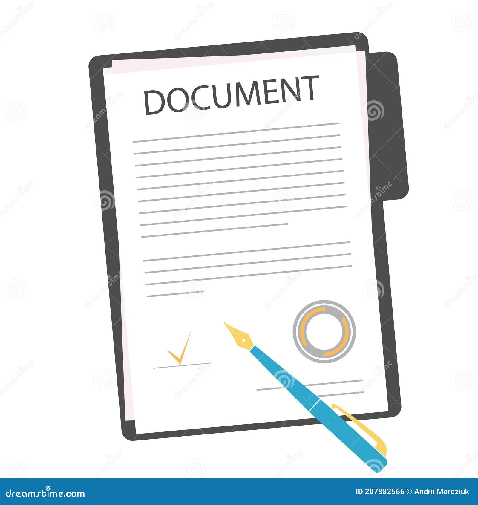 Document Sign Icon. Document Folder with Seal Text and Pen ...