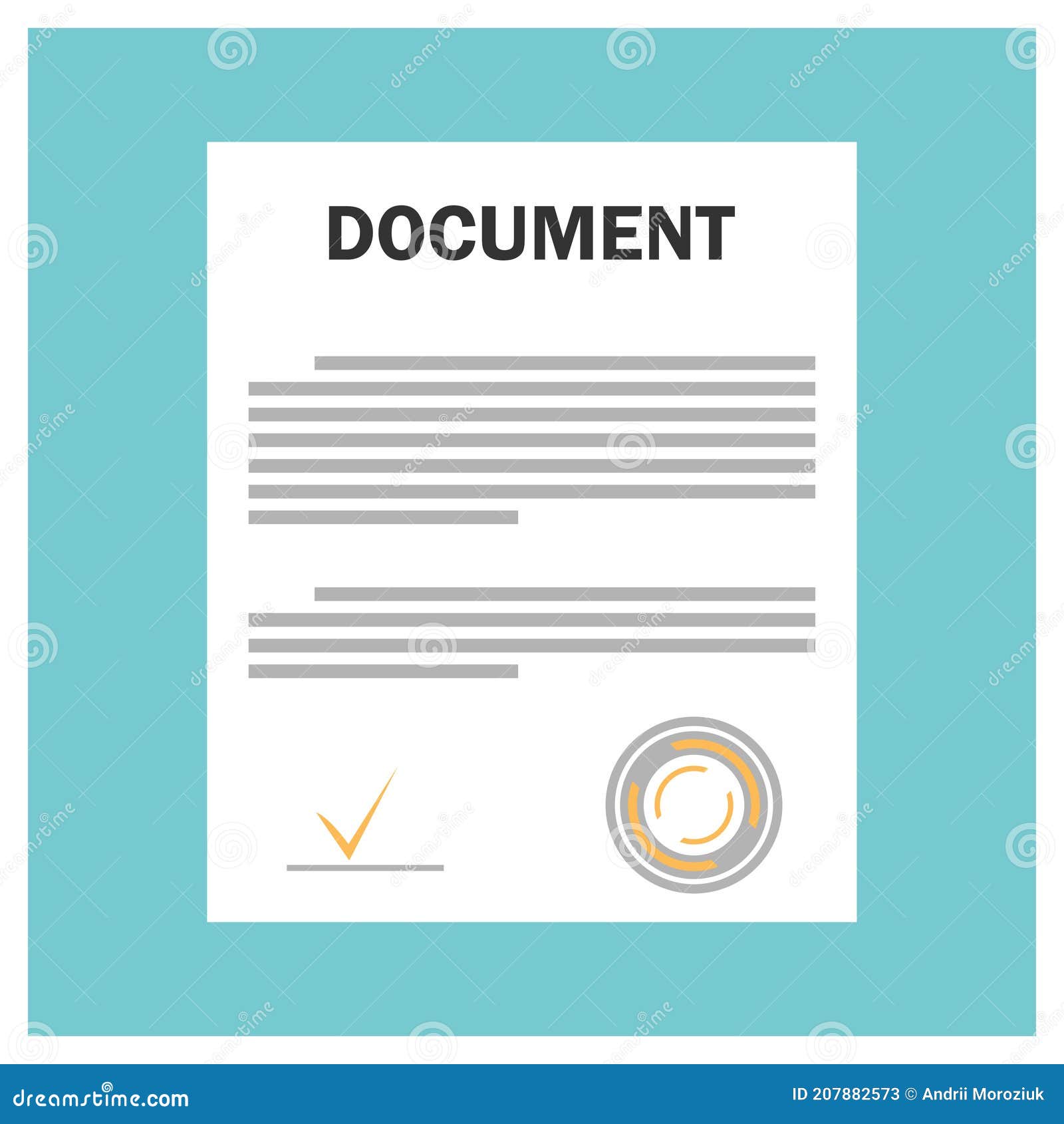 Document Sign Icon. Document Folder with Stamp Text on a Blue ...