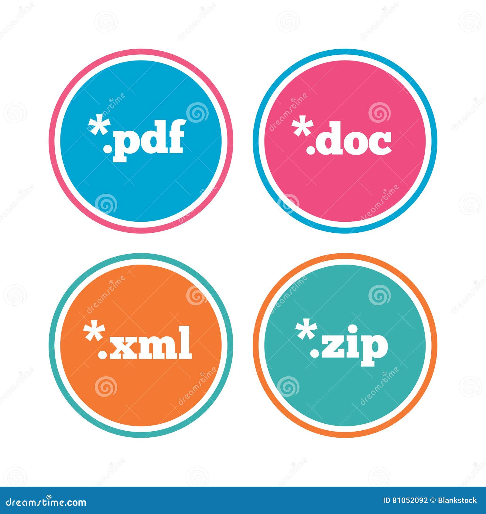 Document Signs. File Extensions Symbols. Stock Vector - Illustration of ...