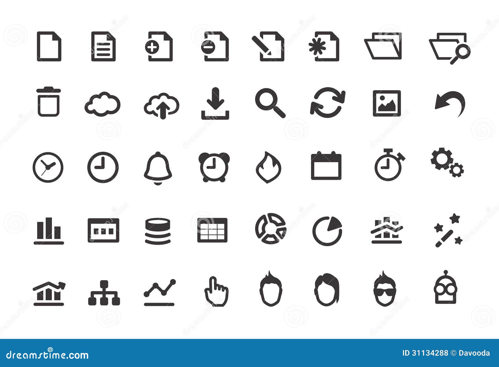 Document Simple Icons Set stock vector. Illustration of illustrations ...