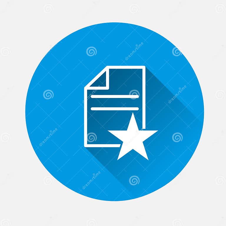 Document with Star Icon on Blue Background. Flat Image with Long Shadow ...
