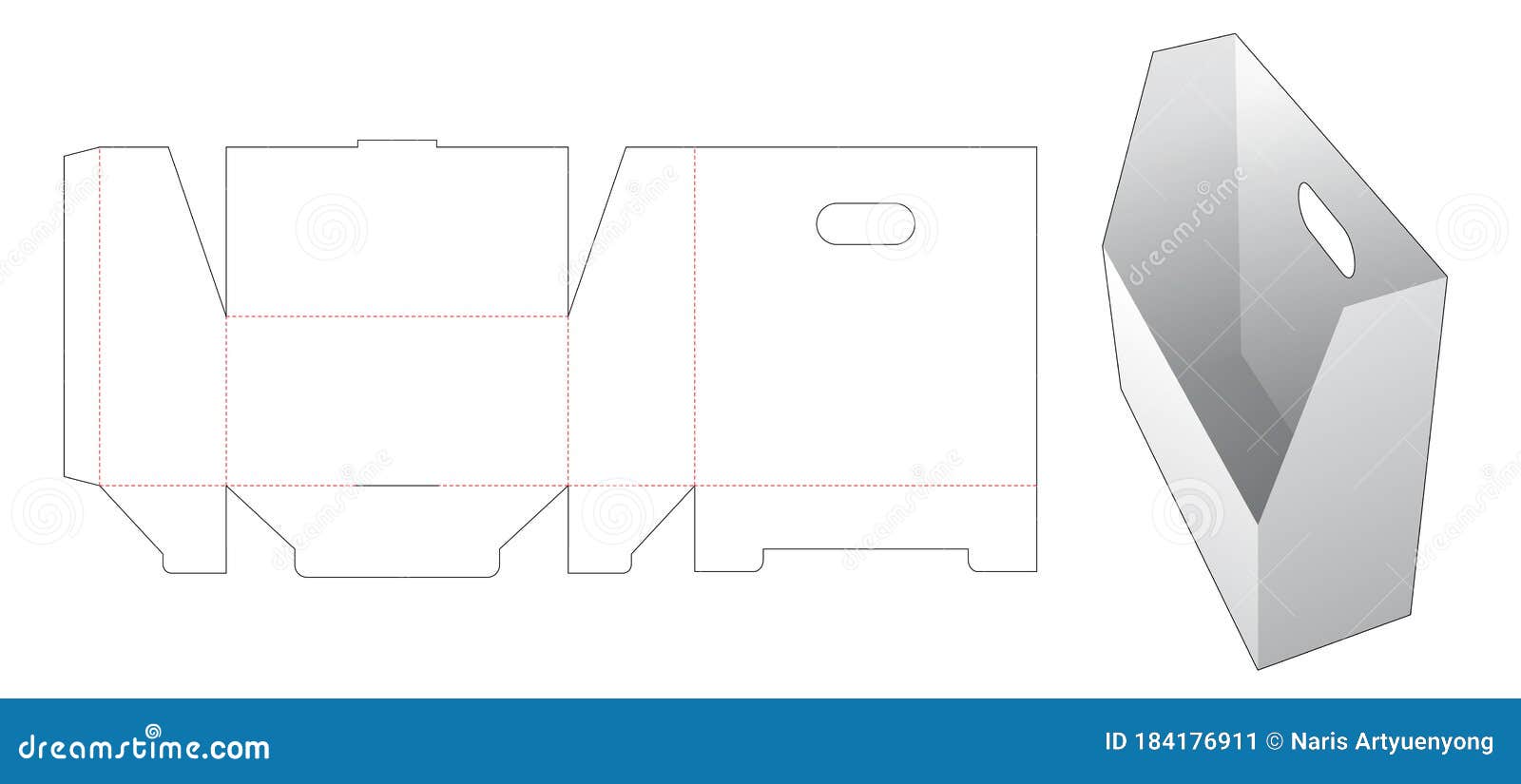 Document Storage Box with Handle Die Cut Template Stock Vector ...