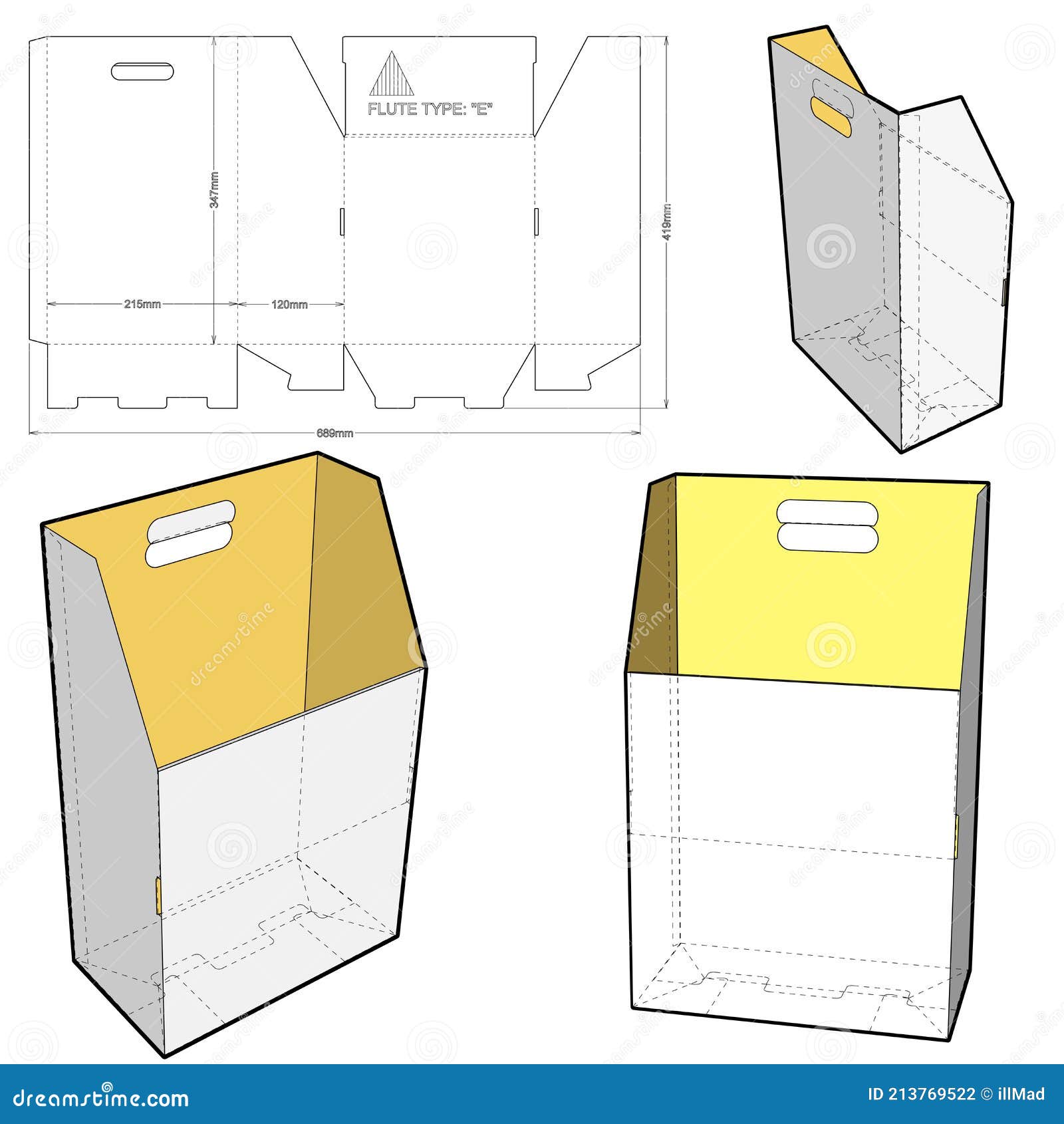 Document A4 Storage Box with Handle Die Cut Template. Stock Vector ...