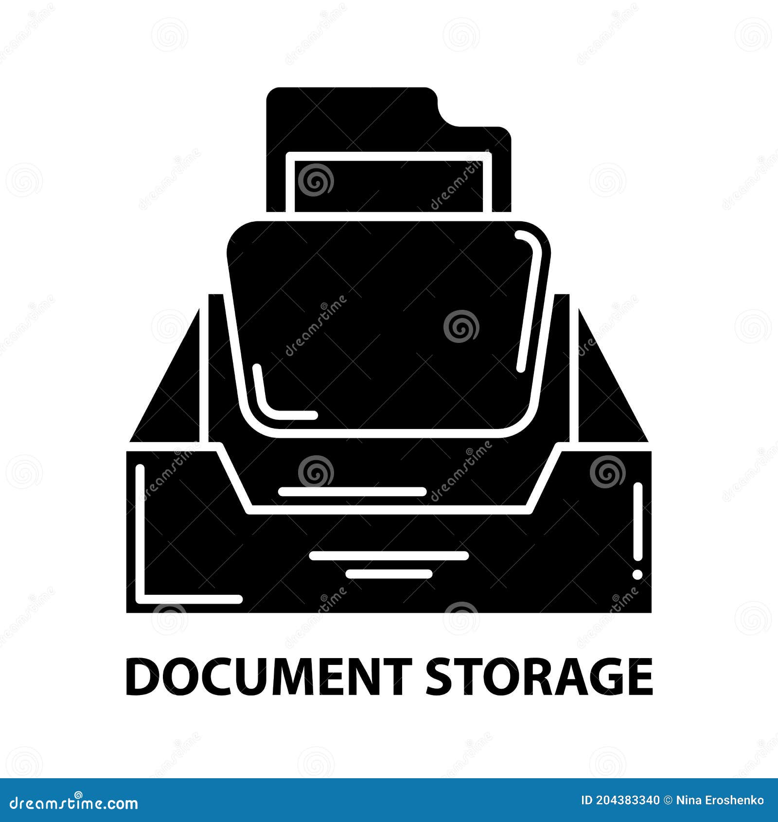 Document Storage Icon, Black Vector Sign with Editable Strokes, Concept ...