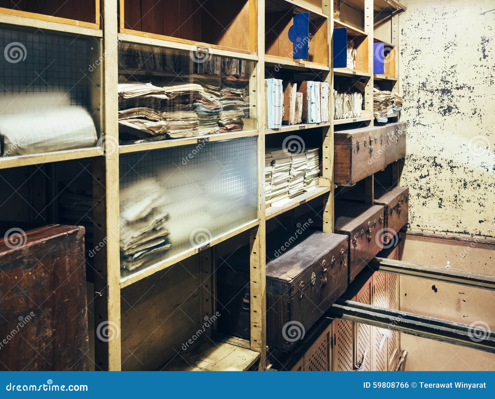 Document Storage Room with Stack of Papers Stock Photo - Image of ...