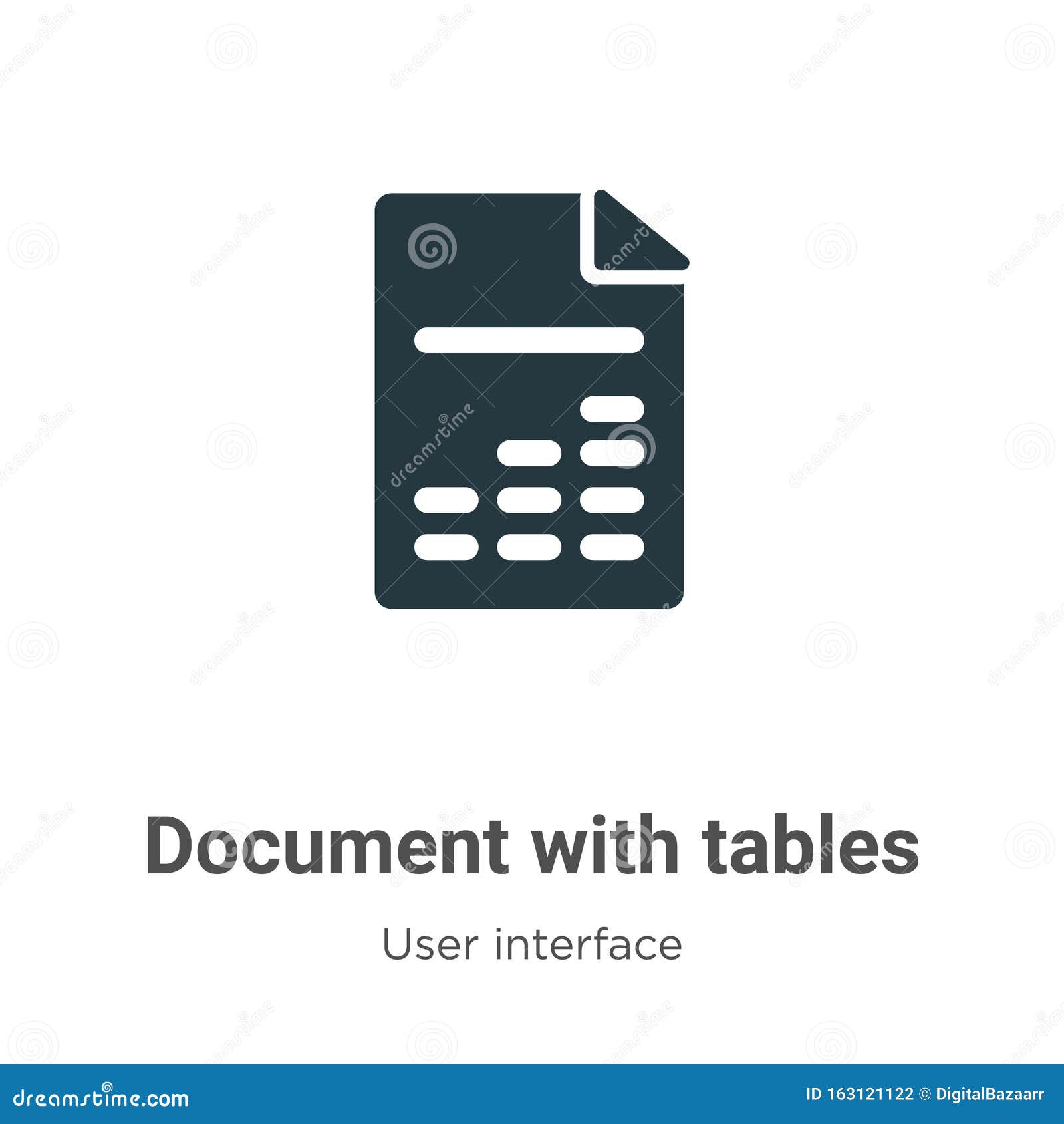 Document with Tables Vector Icon on White Background. Flat Vector ...