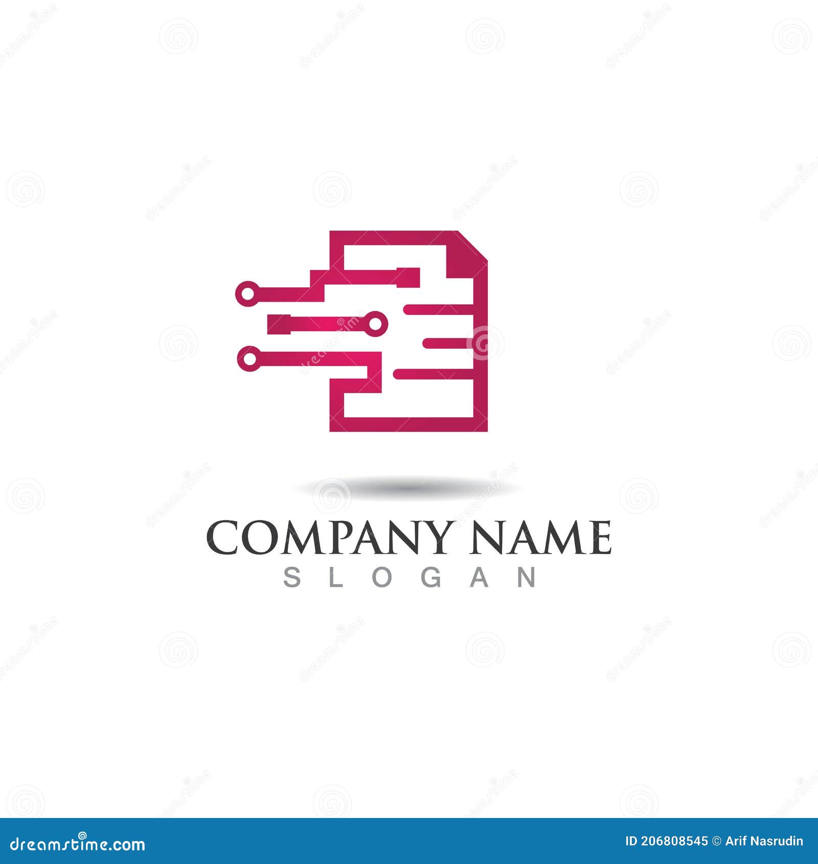 Document with Tech Logo Design Concept Crative Vector Icon Template ...