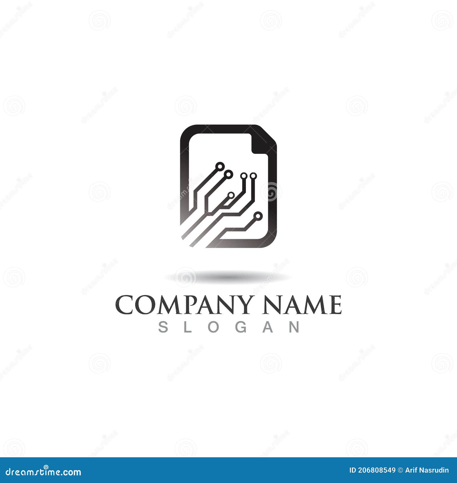 Document with Tech Logo Design Concept Crative Vector Icon Template ...