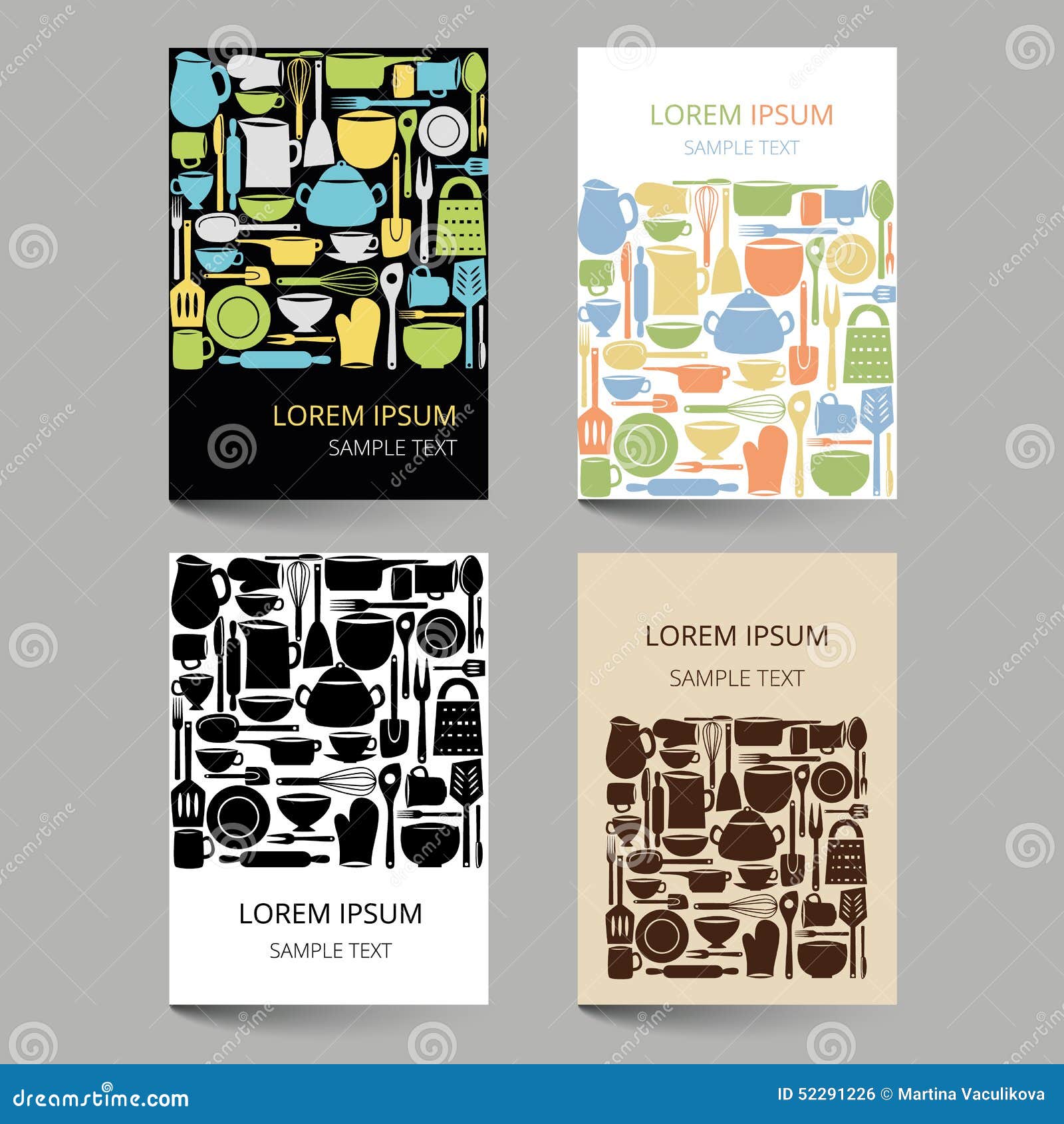 Document Template with Kitchen Utensils Stock Vector - Illustration of ...