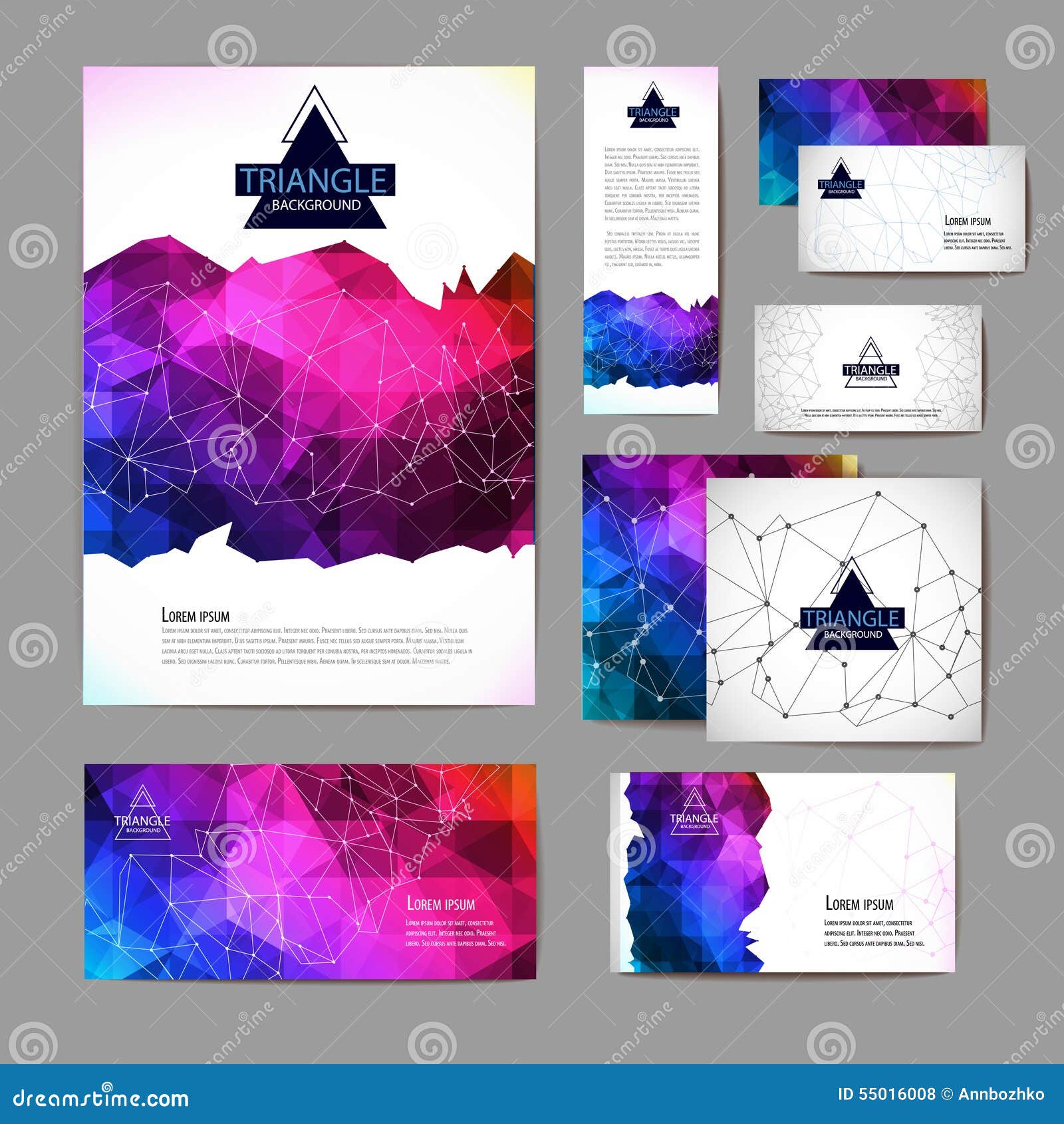 Document Template with Triangle Geometric Background Stock Vector ...