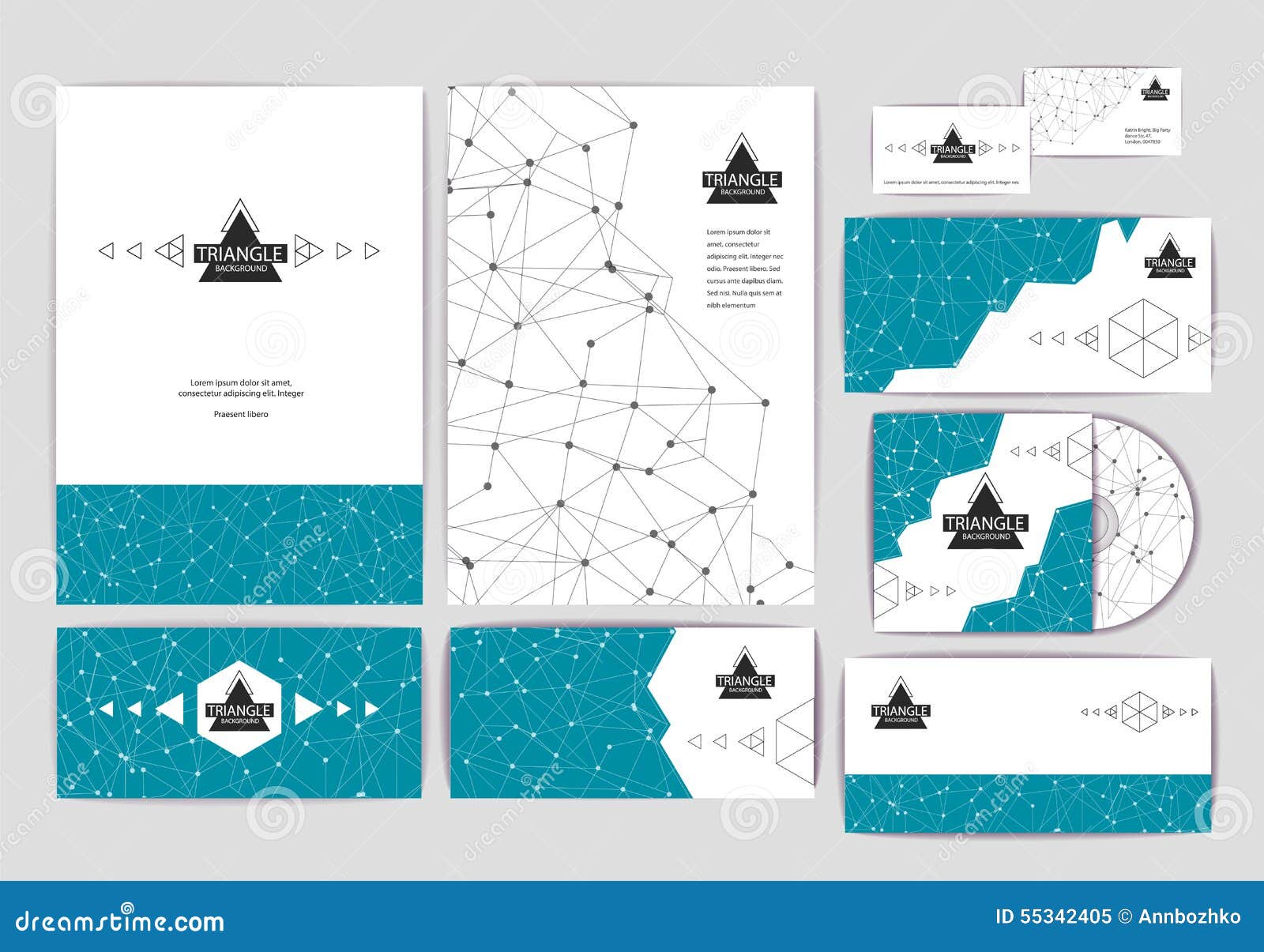 Document Template with Triangle Geometric Background Stock Vector ...