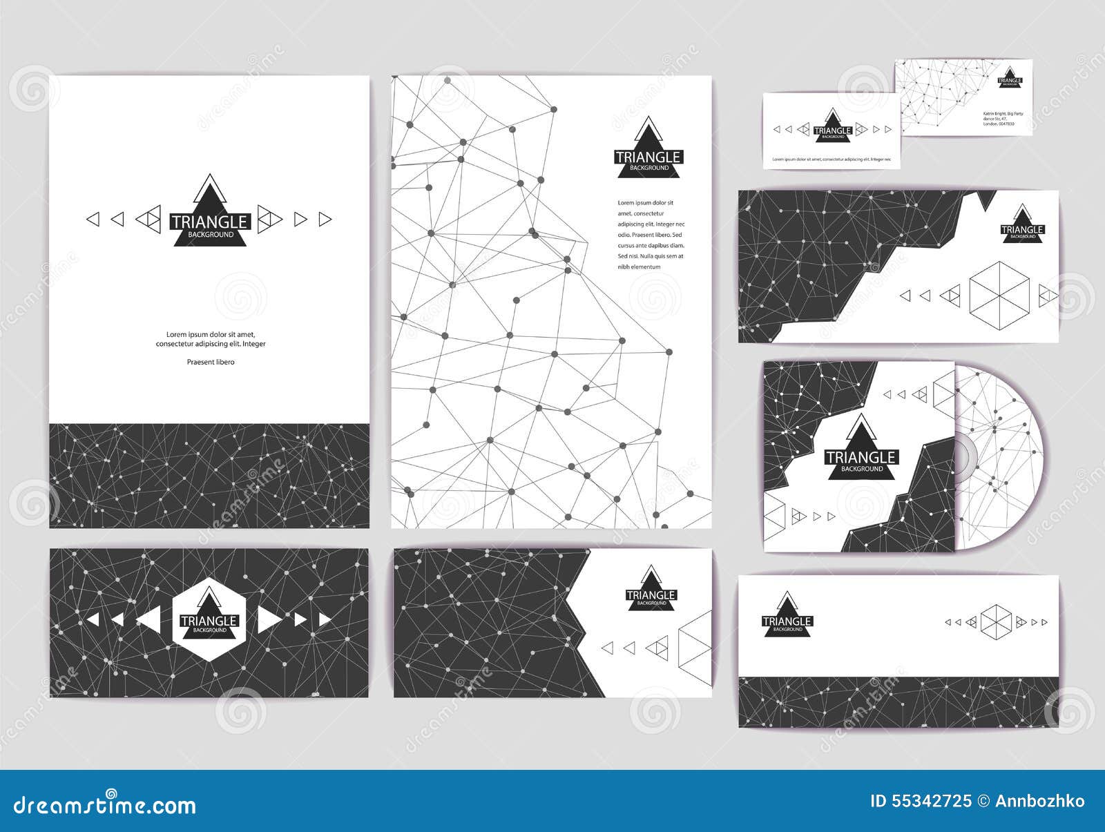 Document Template with Triangle Geometric Background Stock Vector ...