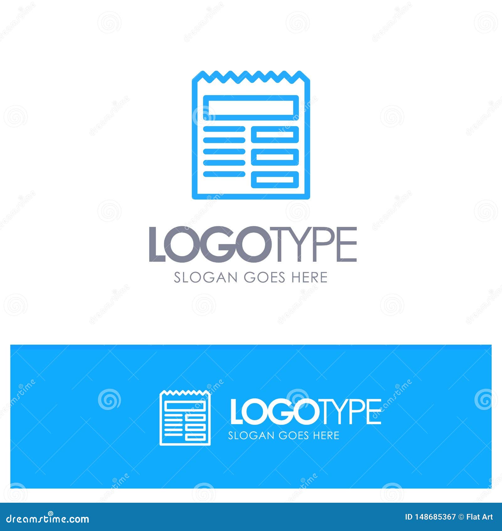 Document, Text, Basic, Ui Blue OutLine Logo with Place for Tagline ...
