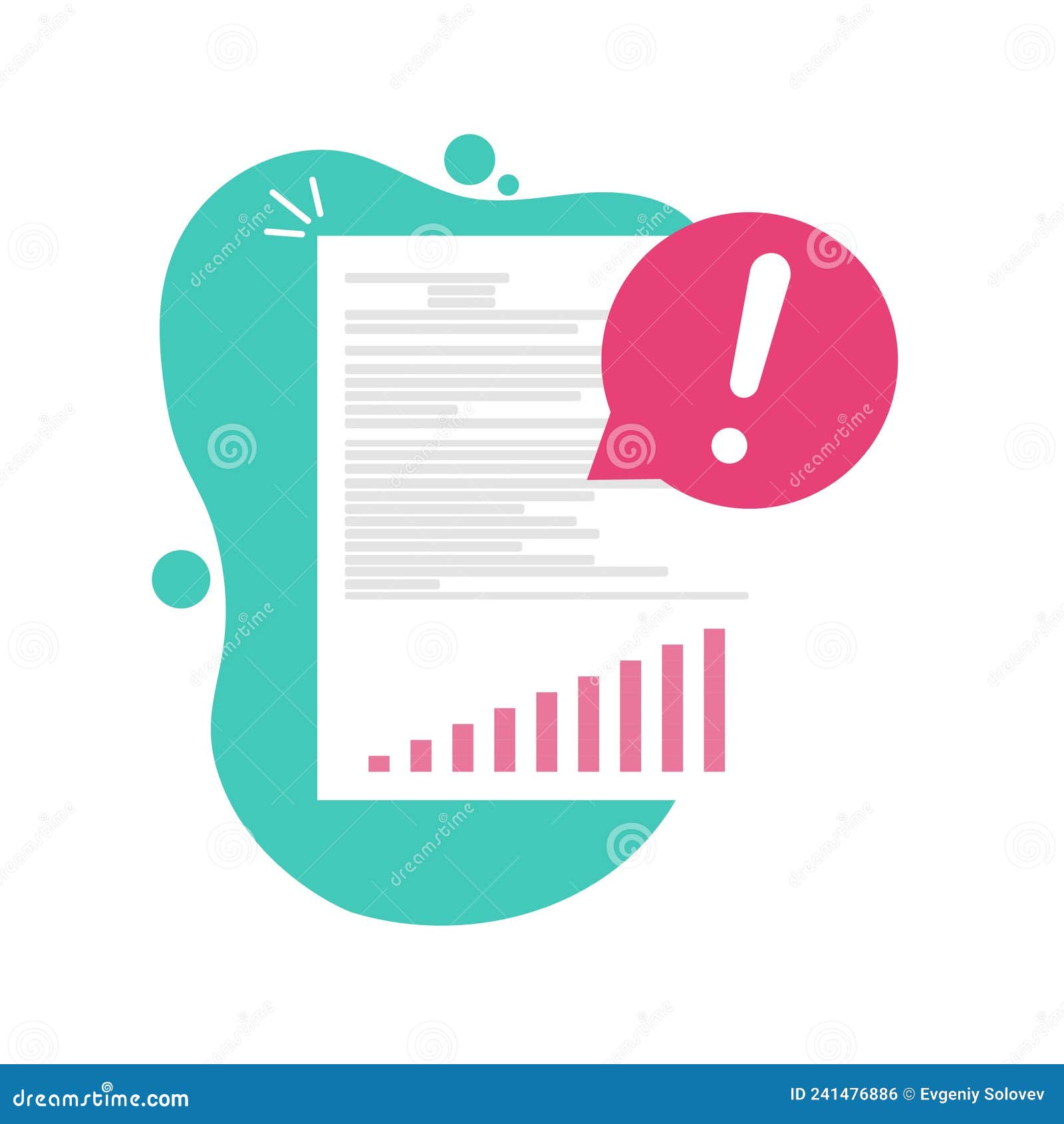 Document Text File with Warning Comment or Error Notice, Vector Flat ...